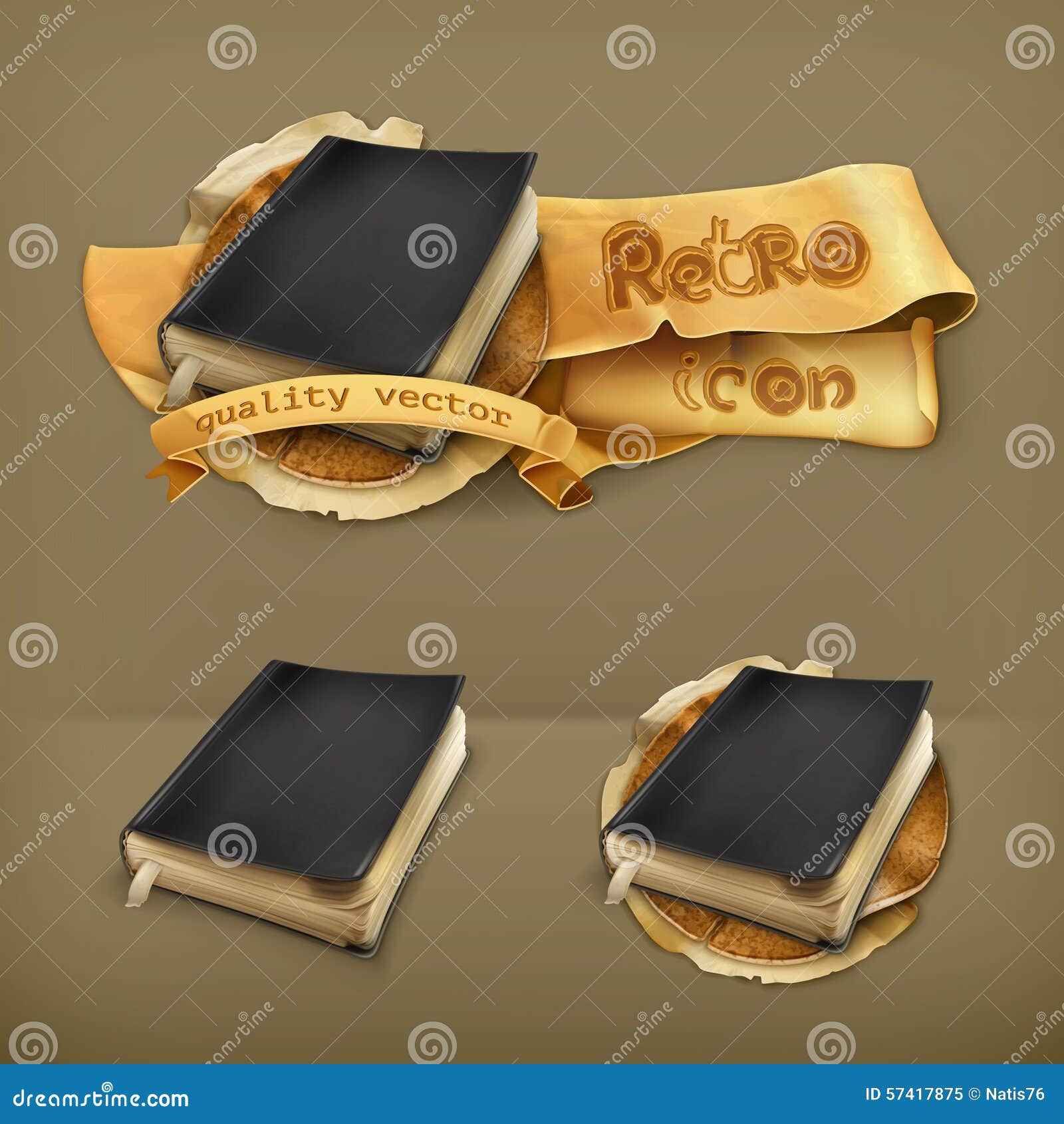 Old books, vector icons stock vector. Illustration of concept - 57417875