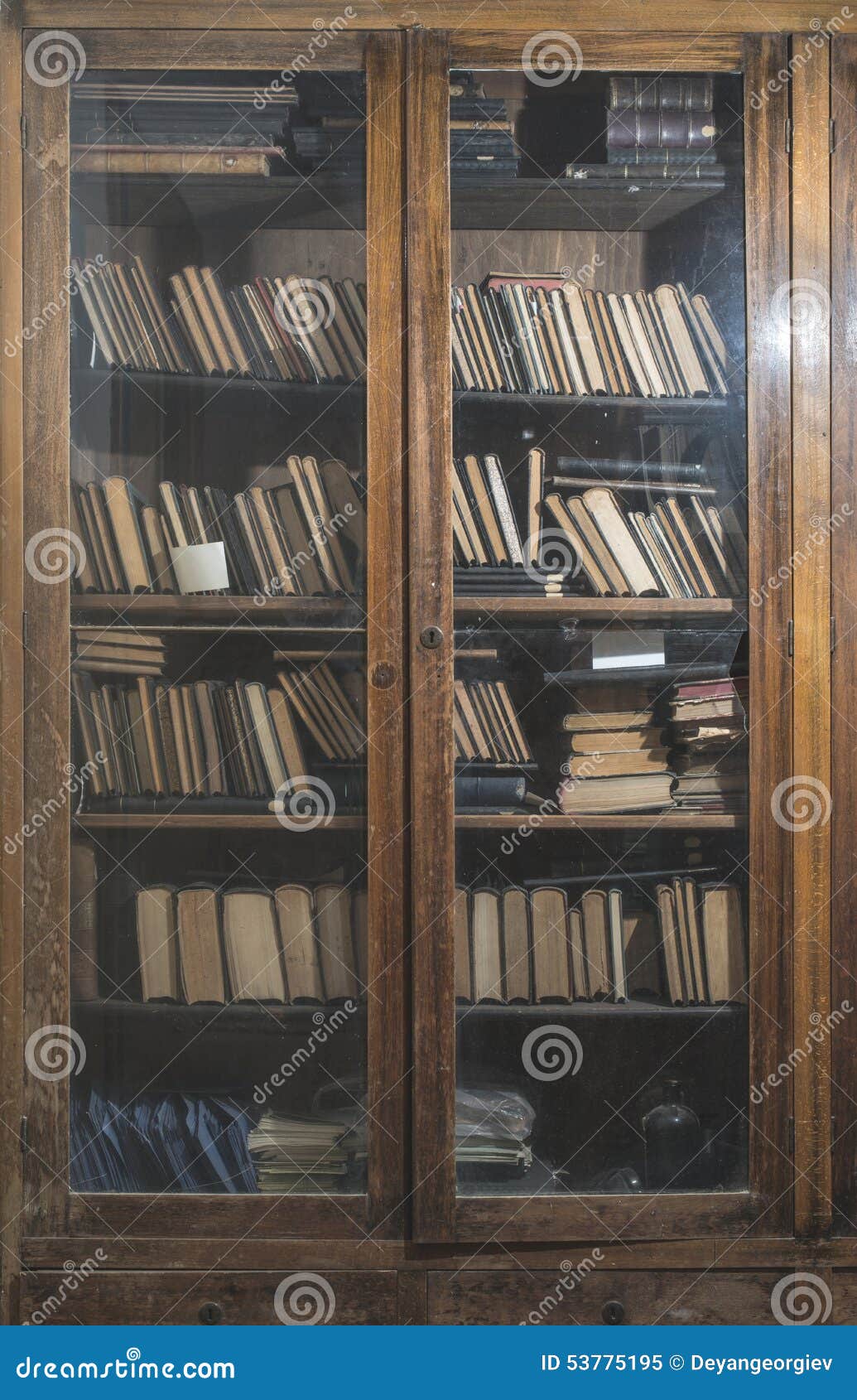Old Books in a Vintage Library Stock Image - Image of school ...