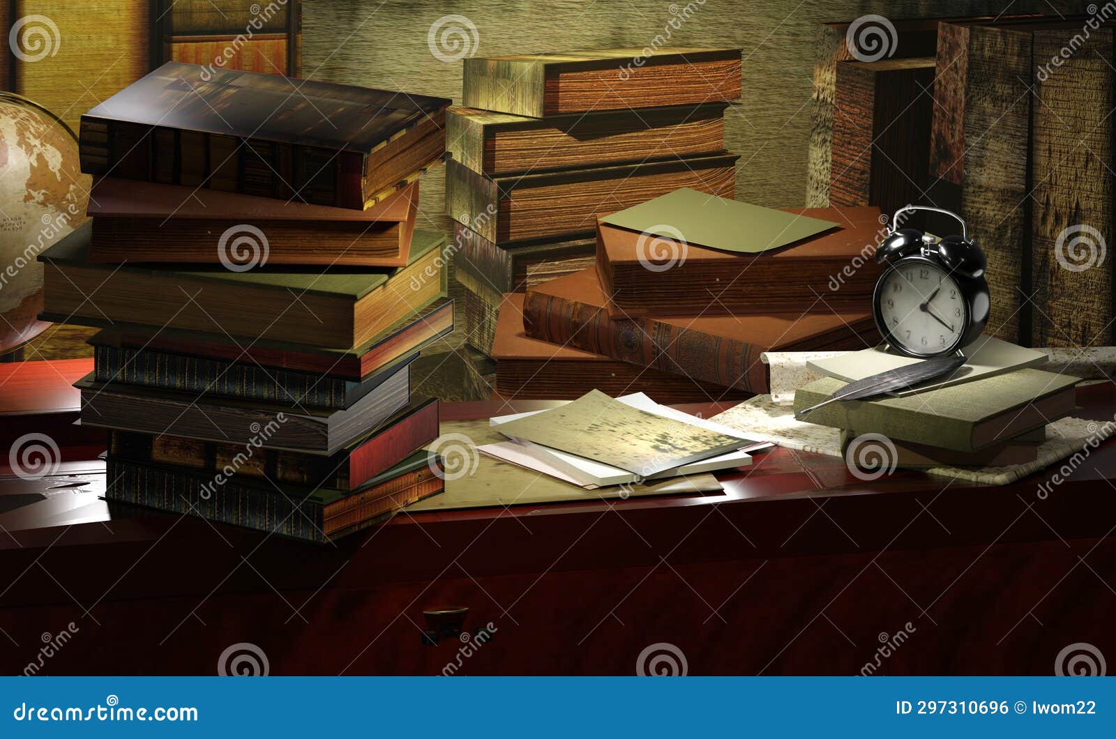 Old Books on Vintage Wooden Table Stock Photo - Image of stack ...