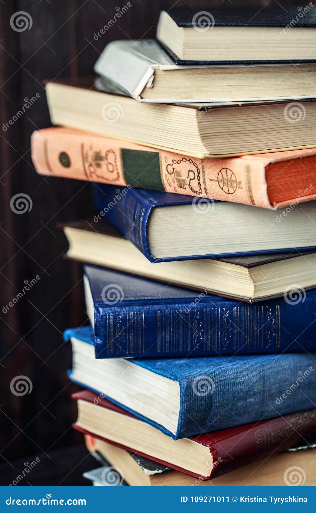 Old Books on Wooden Background. the Source of Information. Books Indoor ...