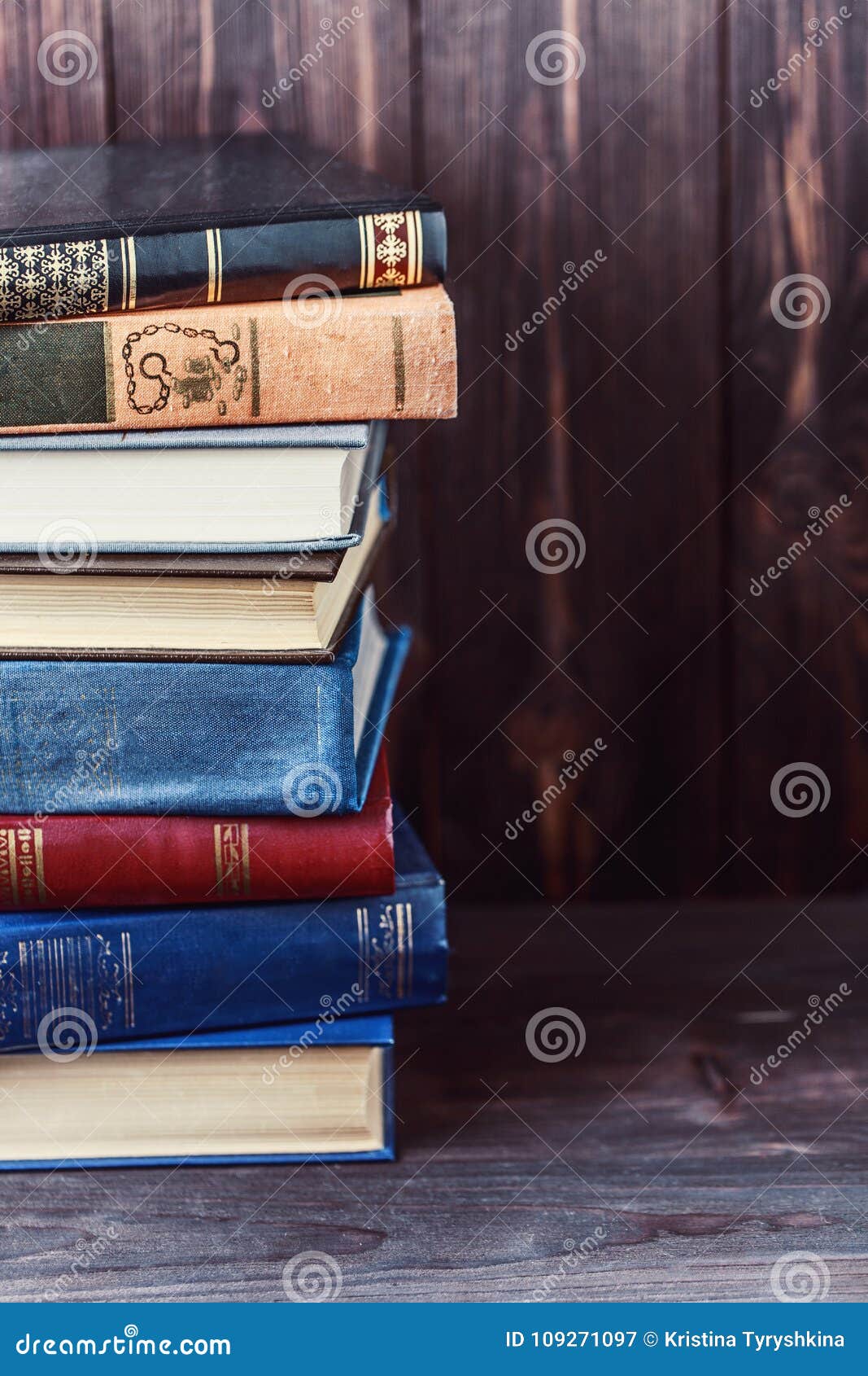 Old Books on Wooden Background. the Source of Information. Books Indoor ...