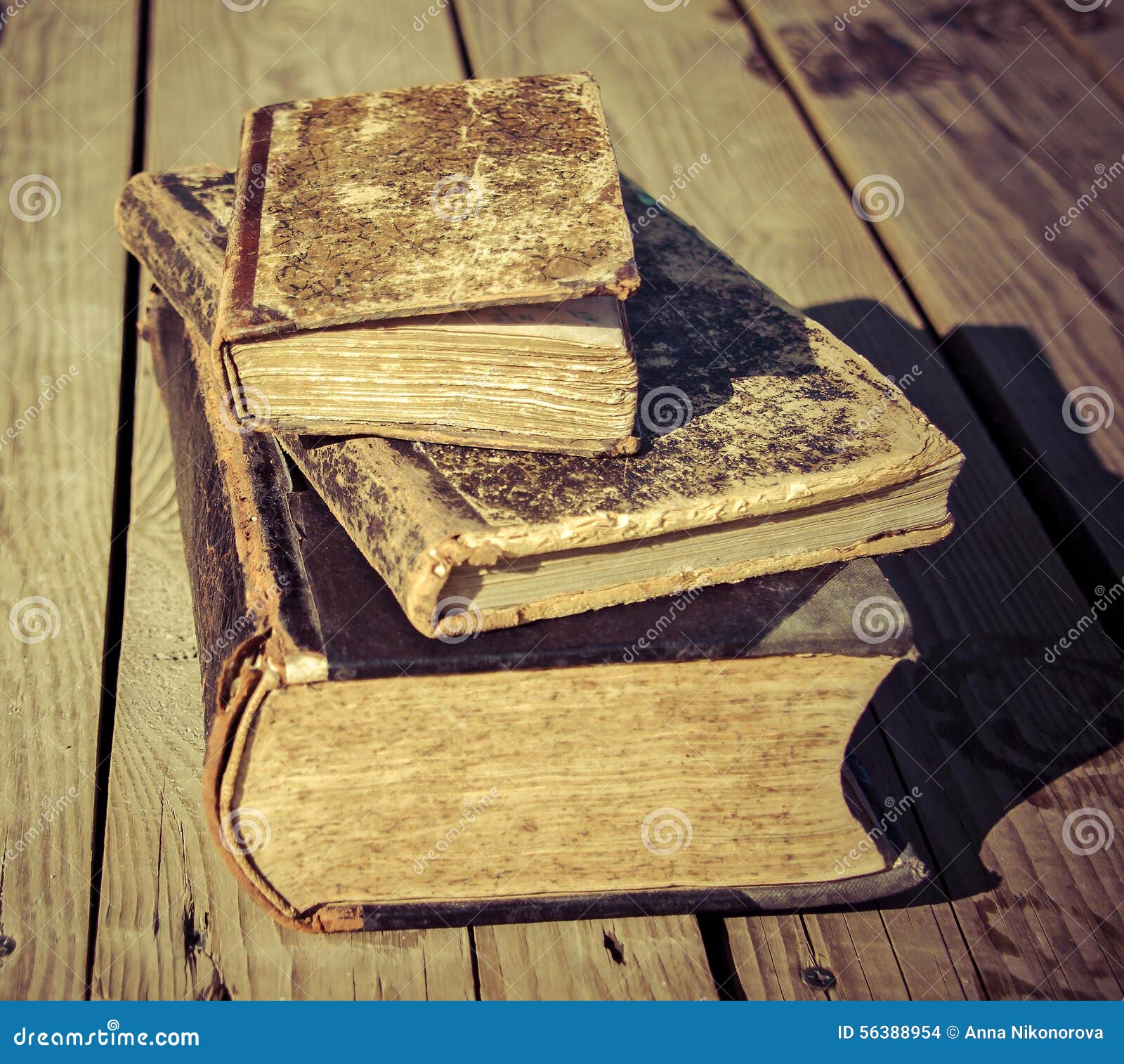 1 Old Books on a Wooden Floor Terrace Stock Photo - Image of desks ...