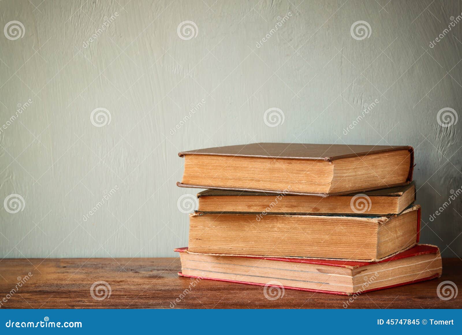 Old Books on a Wooden Table. Retro Filtered Image Stock Image - Image ...