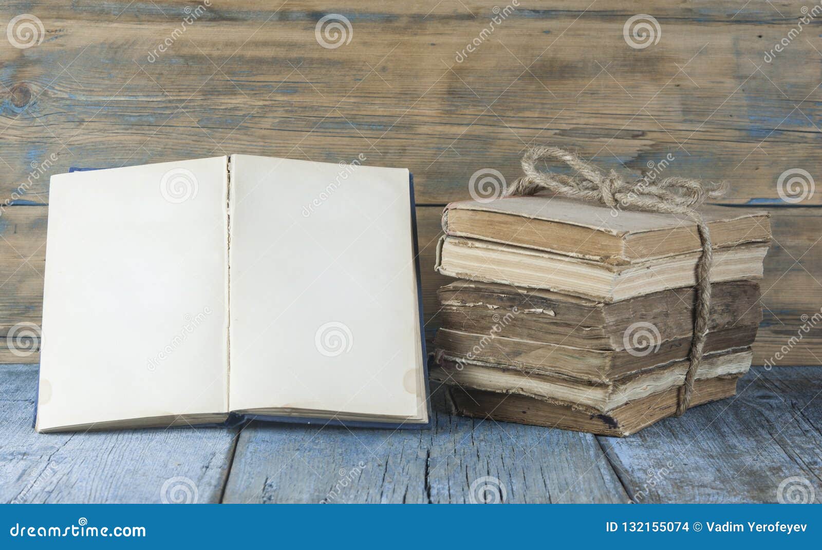 Old books on wooden table stock photo. Image of cover - 132155074