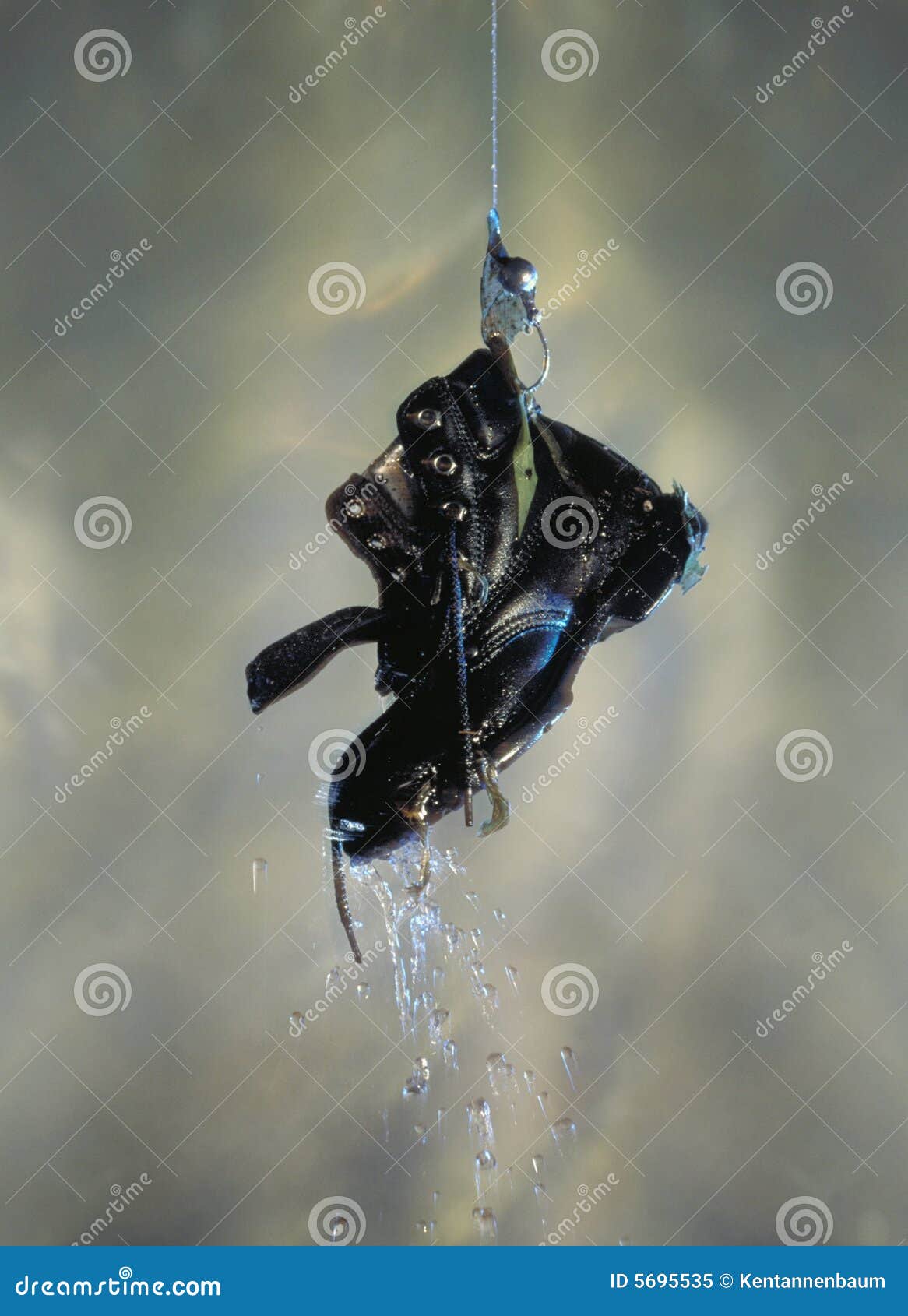 Old Boot Caught on Fishing Line Stock Image - Image of line, hook: 5695535