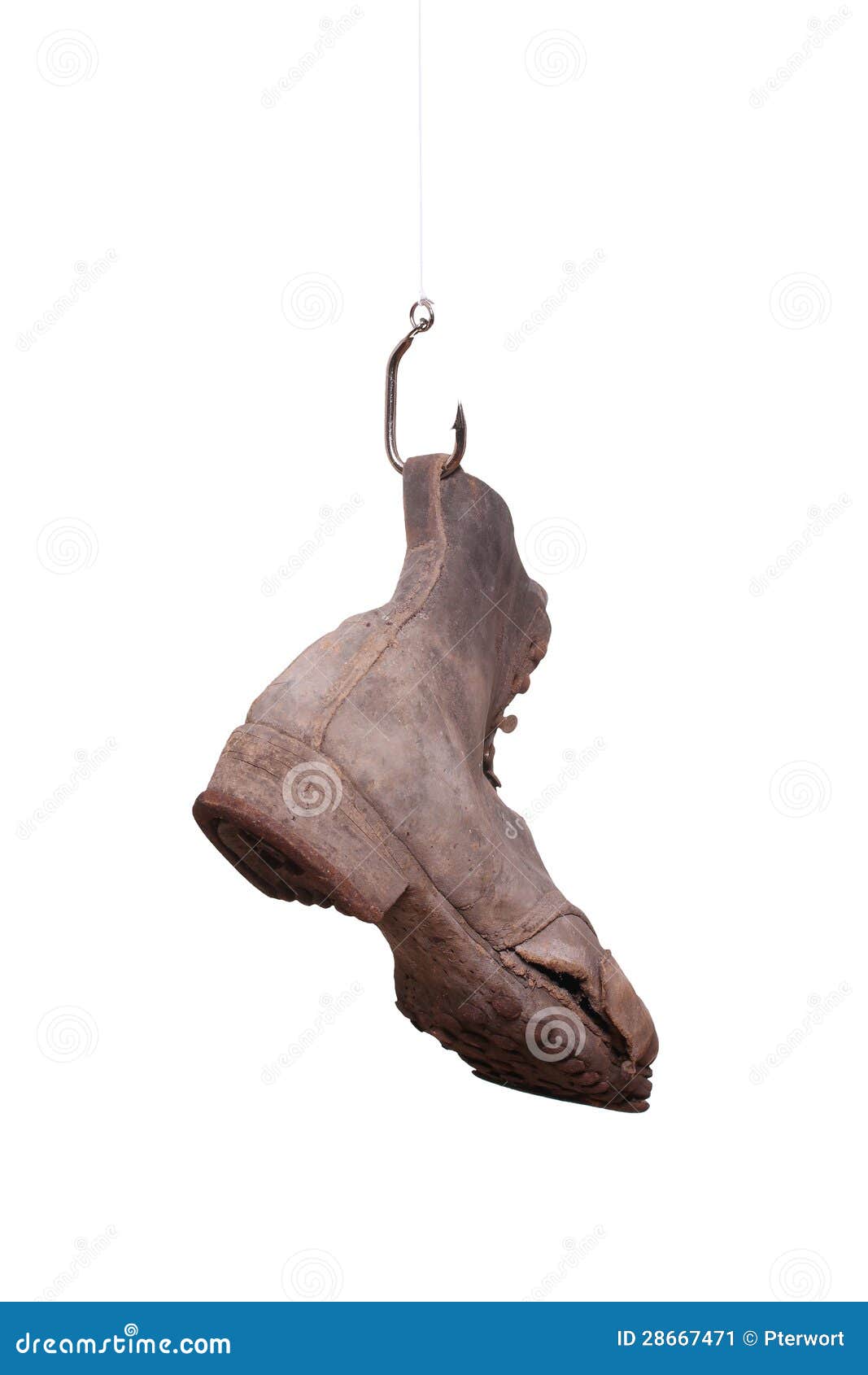 Old boot on fishhook stock image. Image of dirty, grunge - 28667471
