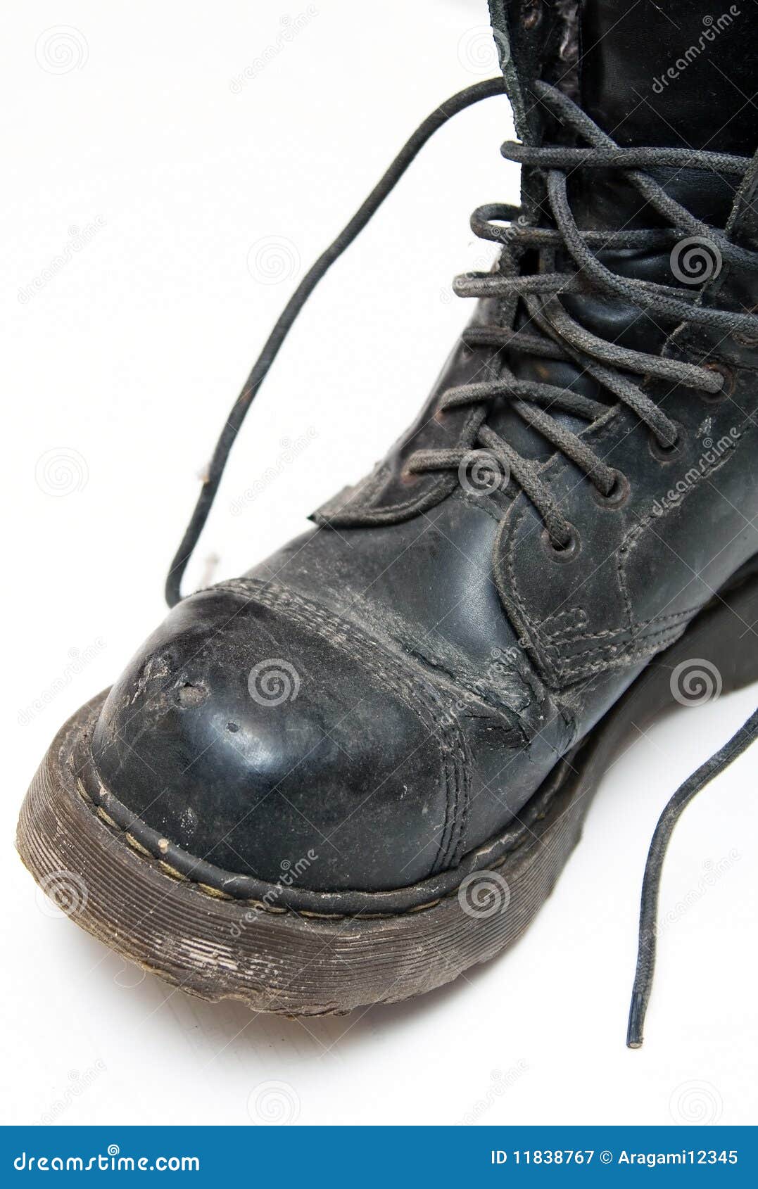 Old boot with laces stock image. Image of stitching, fitness - 11838767
