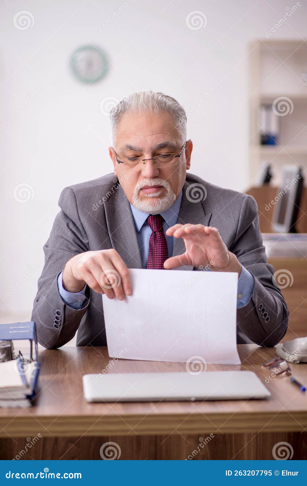 Old Male Boss Employee Working in the Office Stock Image - Image of ...
