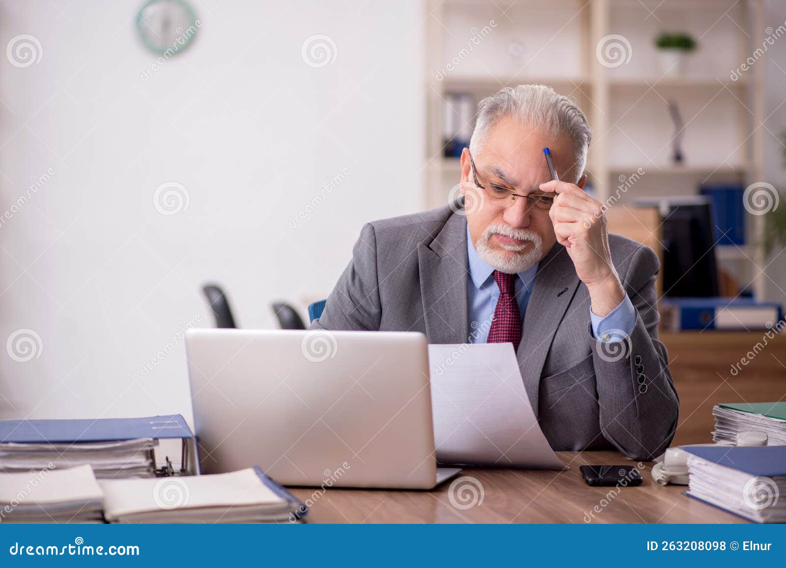 Old Male Boss Employee Working in the Office Stock Photo - Image of ...
