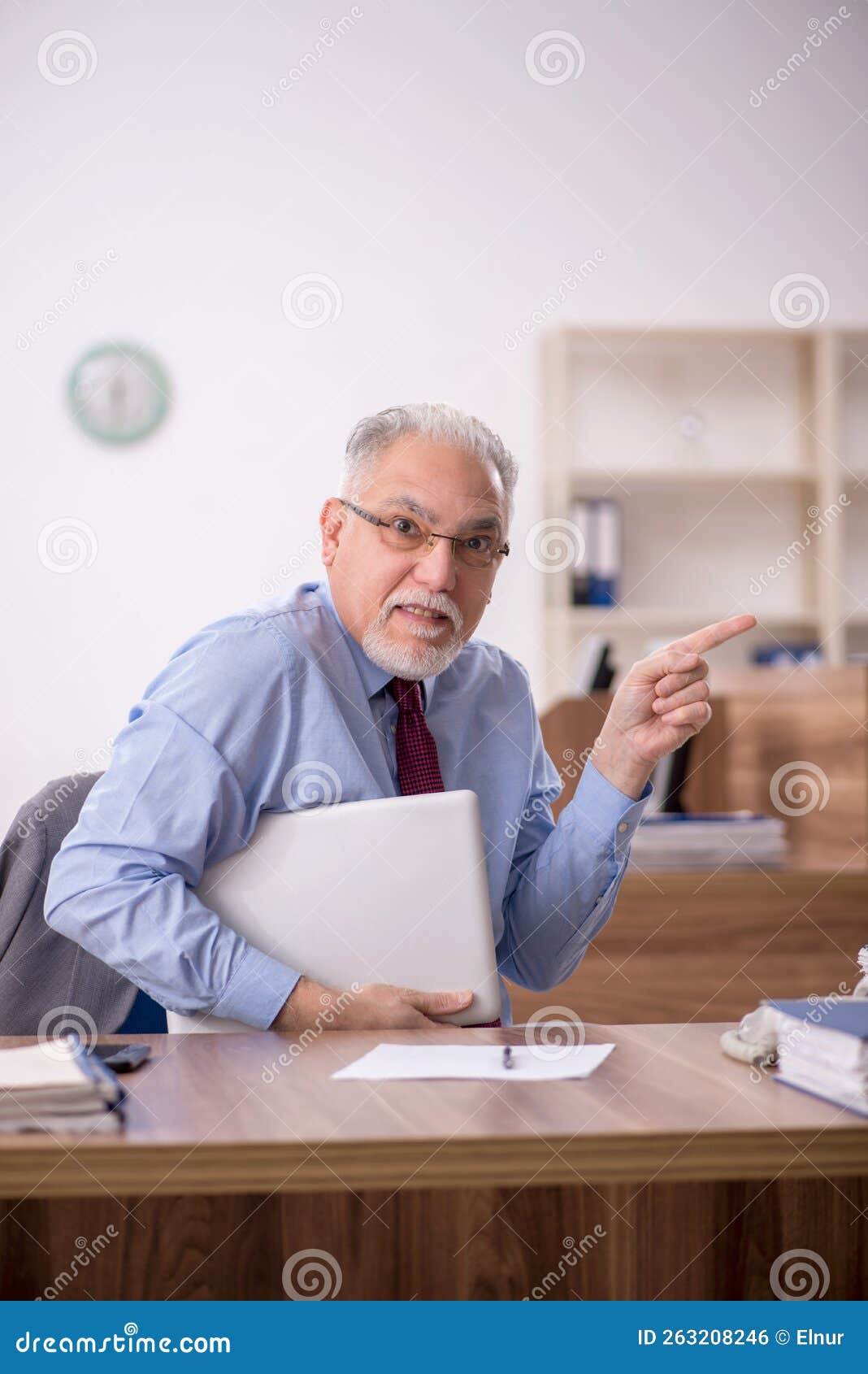 Old Male Boss Employee Working in the Office Stock Photo - Image of ...