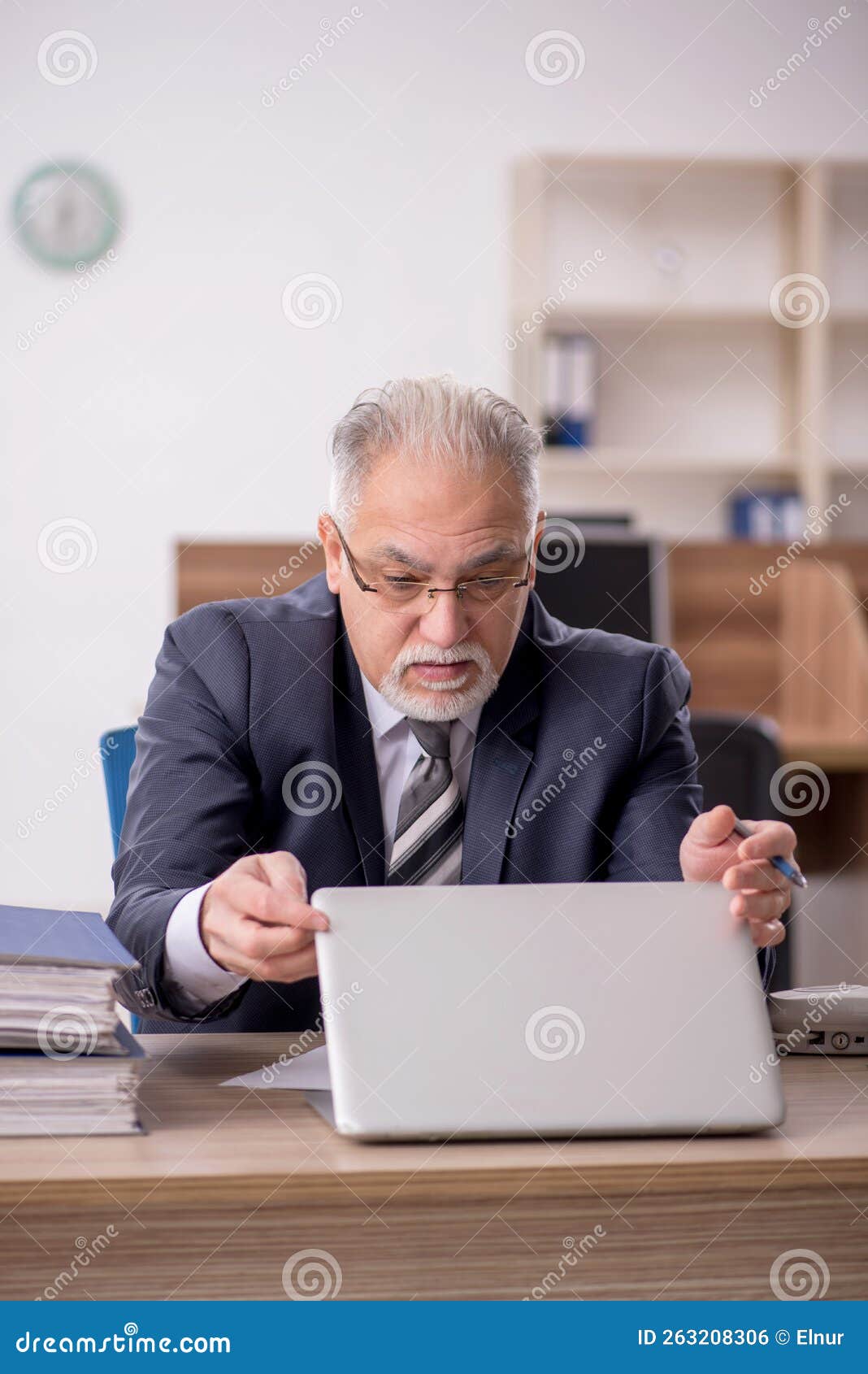 Old Male Boss Employee Working in the Office Stock Photo - Image of ...