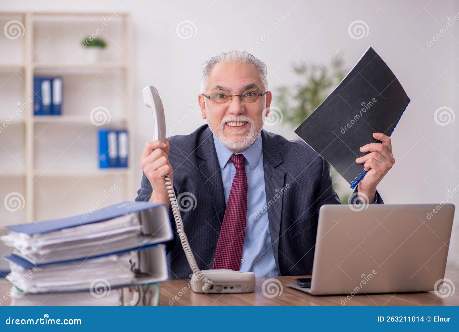 Old Male Boss Employee Working in the Office Stock Photo - Image of ...
