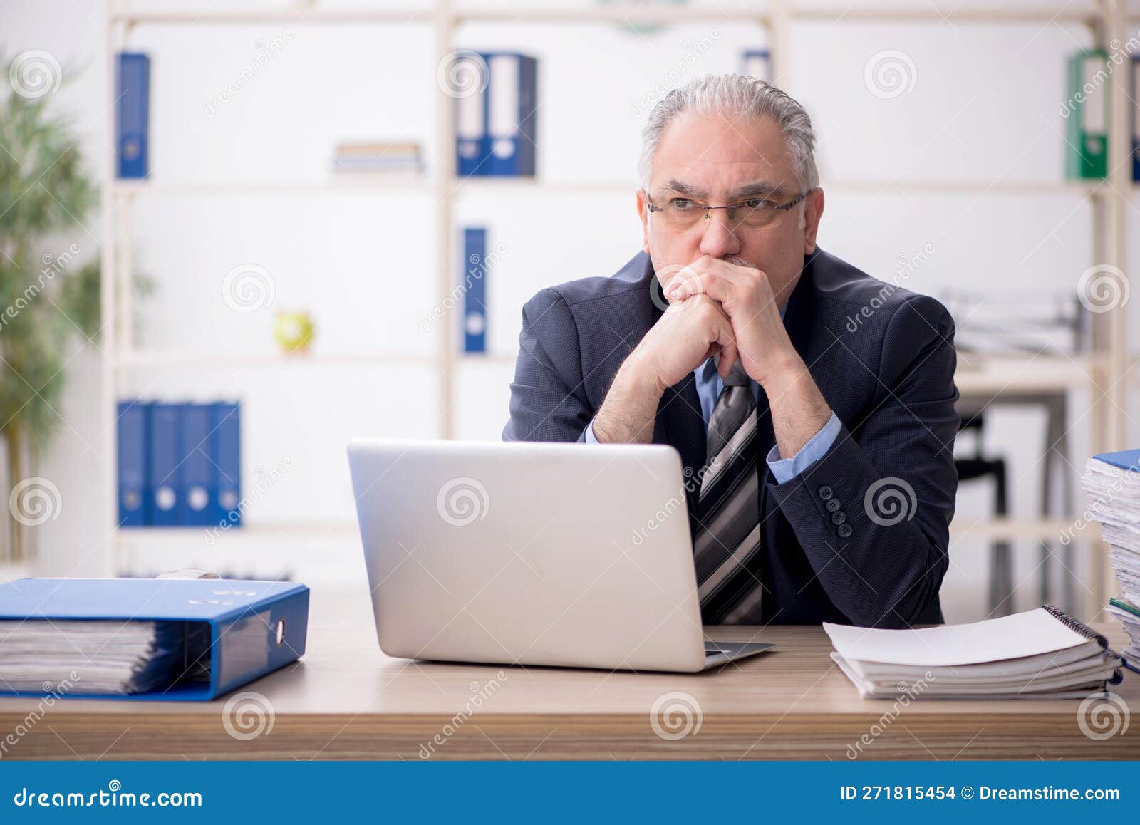 Old Male Employee Working in the Office Stock Photo - Image of ...