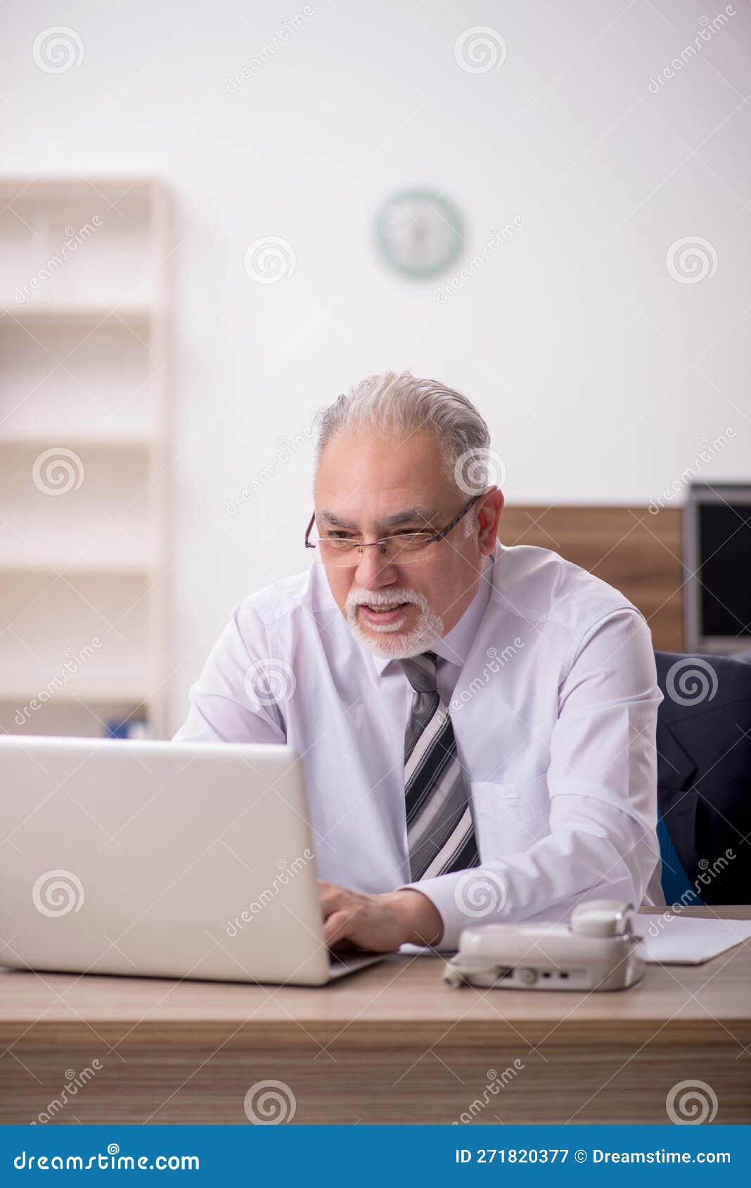 Old Male Boss Employee Working in the Office Stock Image - Image of ...