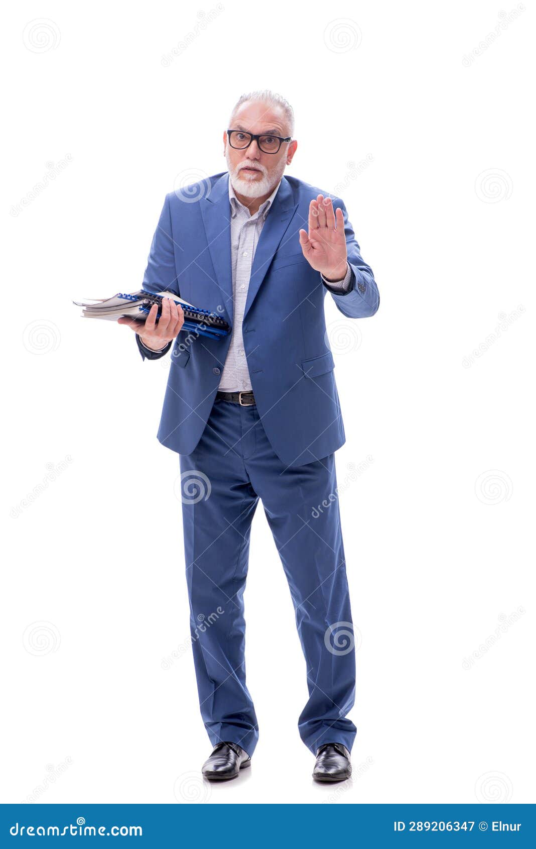 Old Boss Holding Heavy Pile Isolated on White Stock Image - Image of ...
