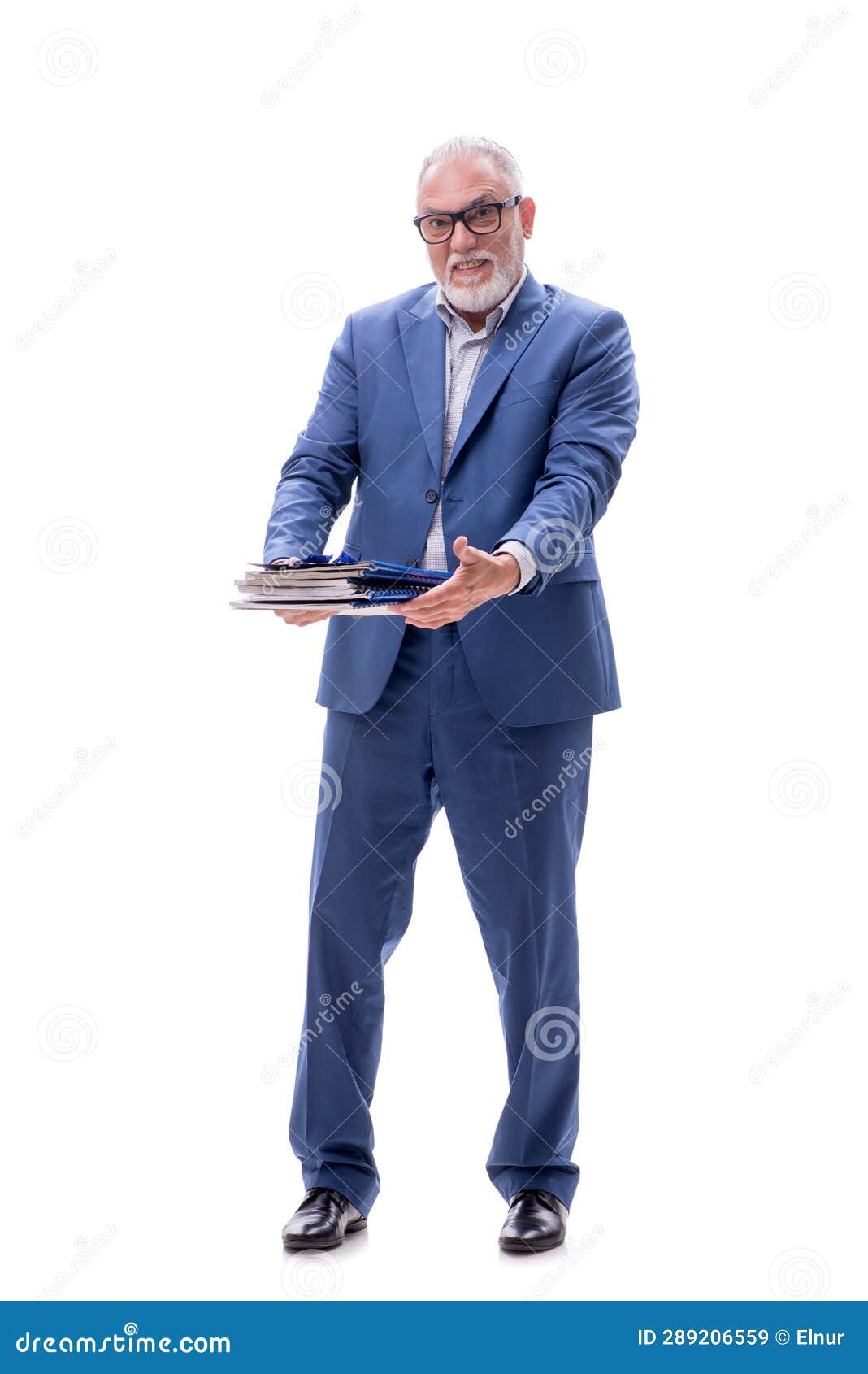 Old Boss Holding Heavy Pile Isolated on White Stock Image - Image of ...