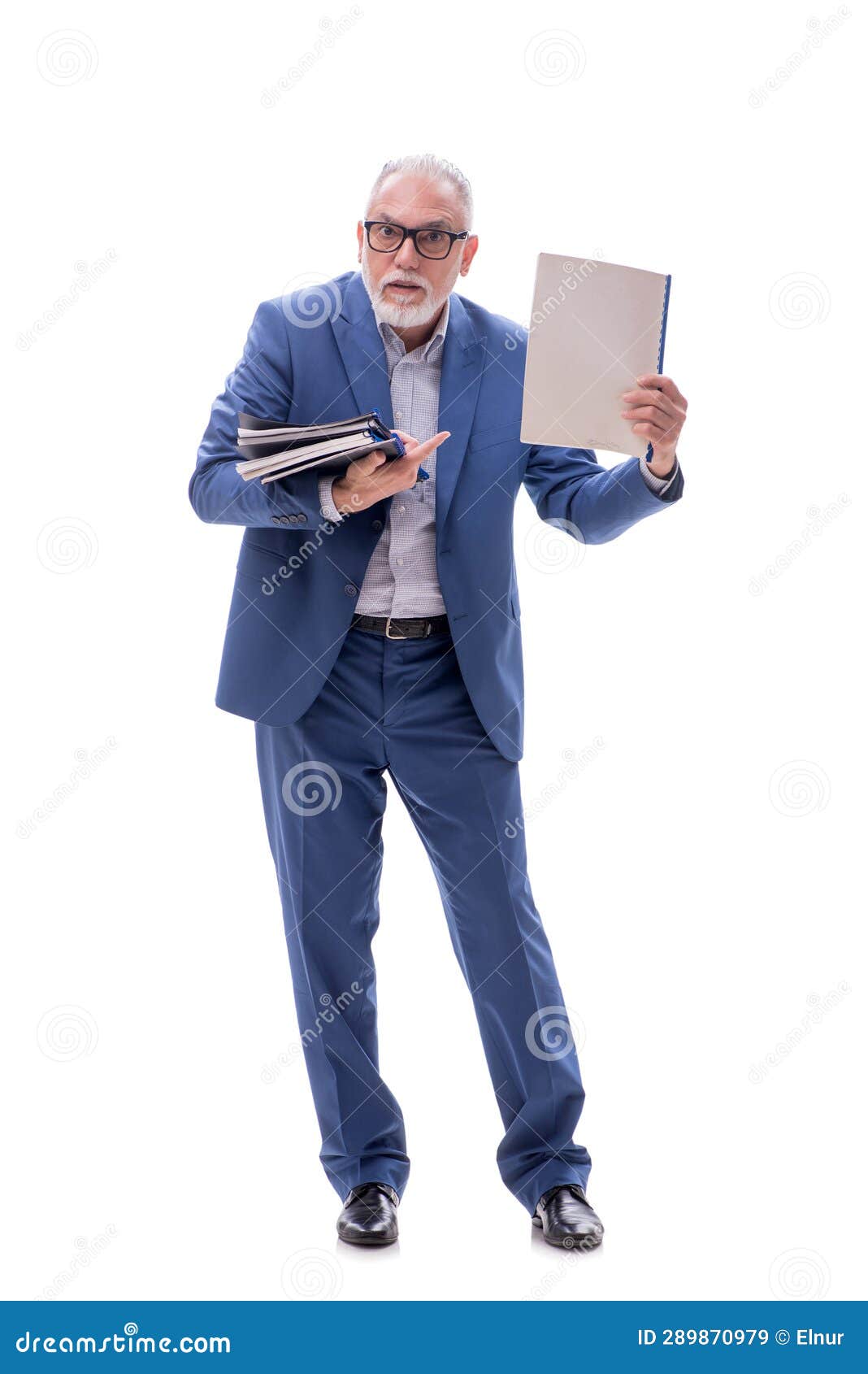 Old Boss Holding Heavy Pile Isolated on White Stock Image - Image of ...