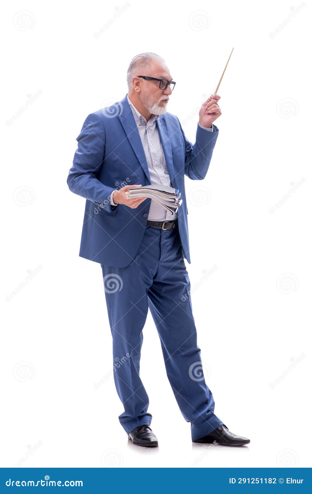 Old Boss Holding Heavy Pile Isolated on White Stock Photo - Image of ...