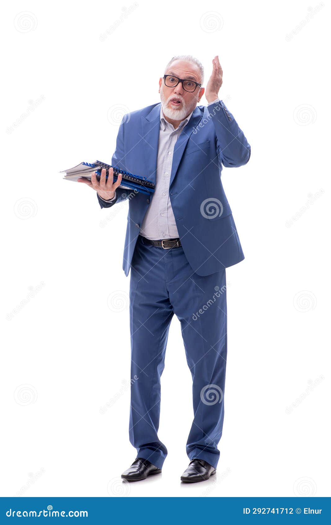 Old Boss Holding Heavy Pile Isolated on White Stock Photo - Image of ...