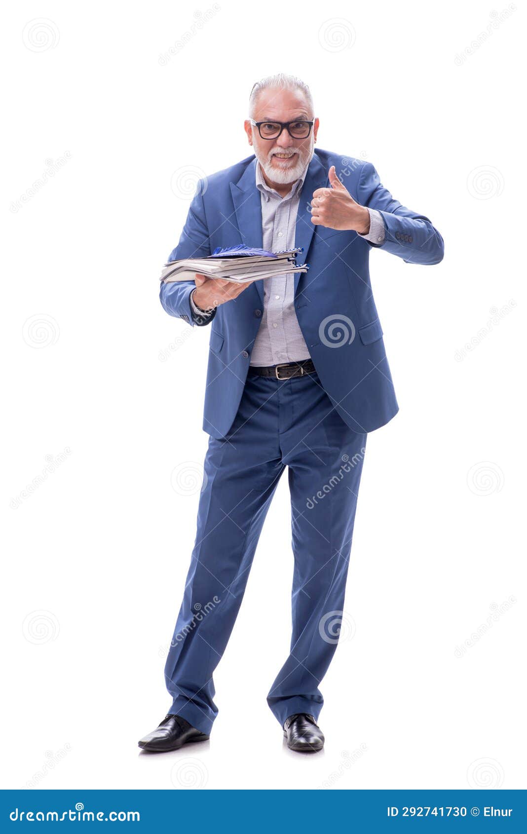 Old Boss Holding Heavy Pile Isolated on White Stock Photo - Image of ...