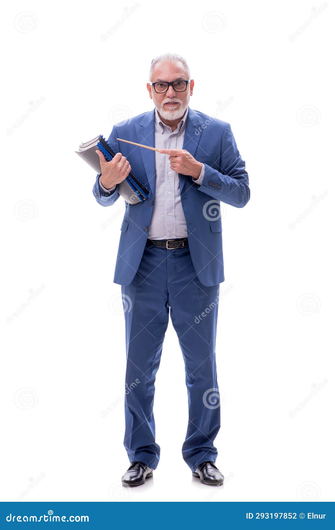 Old Boss Holding Heavy Pile Isolated on White Stock Photo - Image of ...