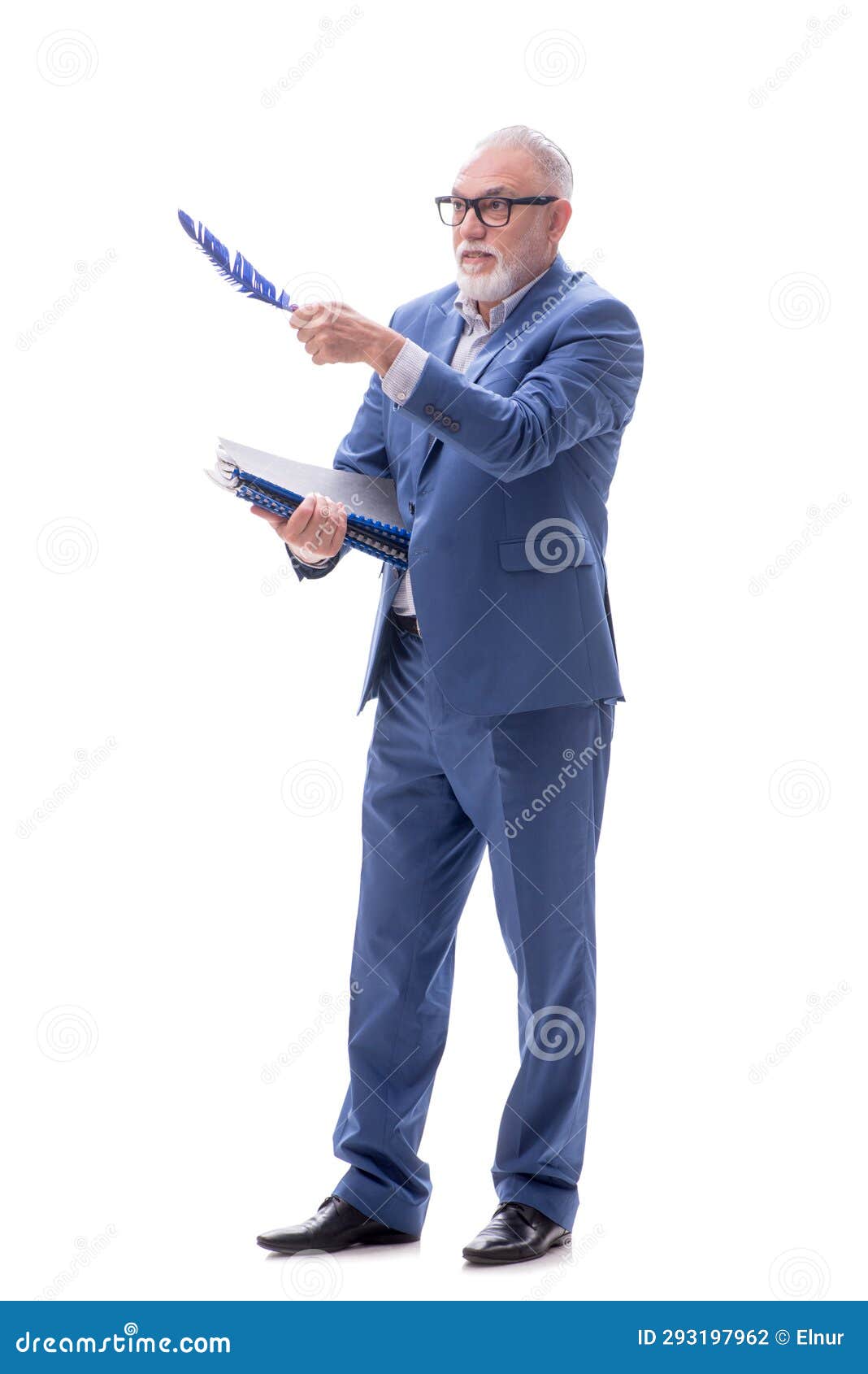 Old Boss Holding Heavy Pile Isolated on White Stock Photo - Image of ...