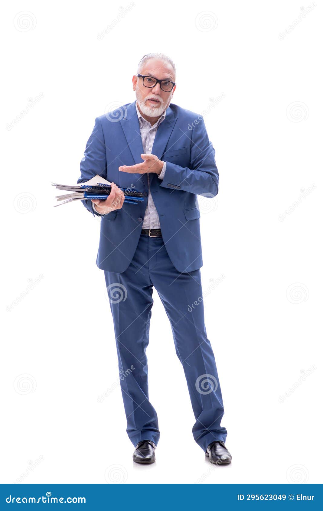 Old Boss Holding Heavy Pile Isolated on White Stock Image - Image of ...