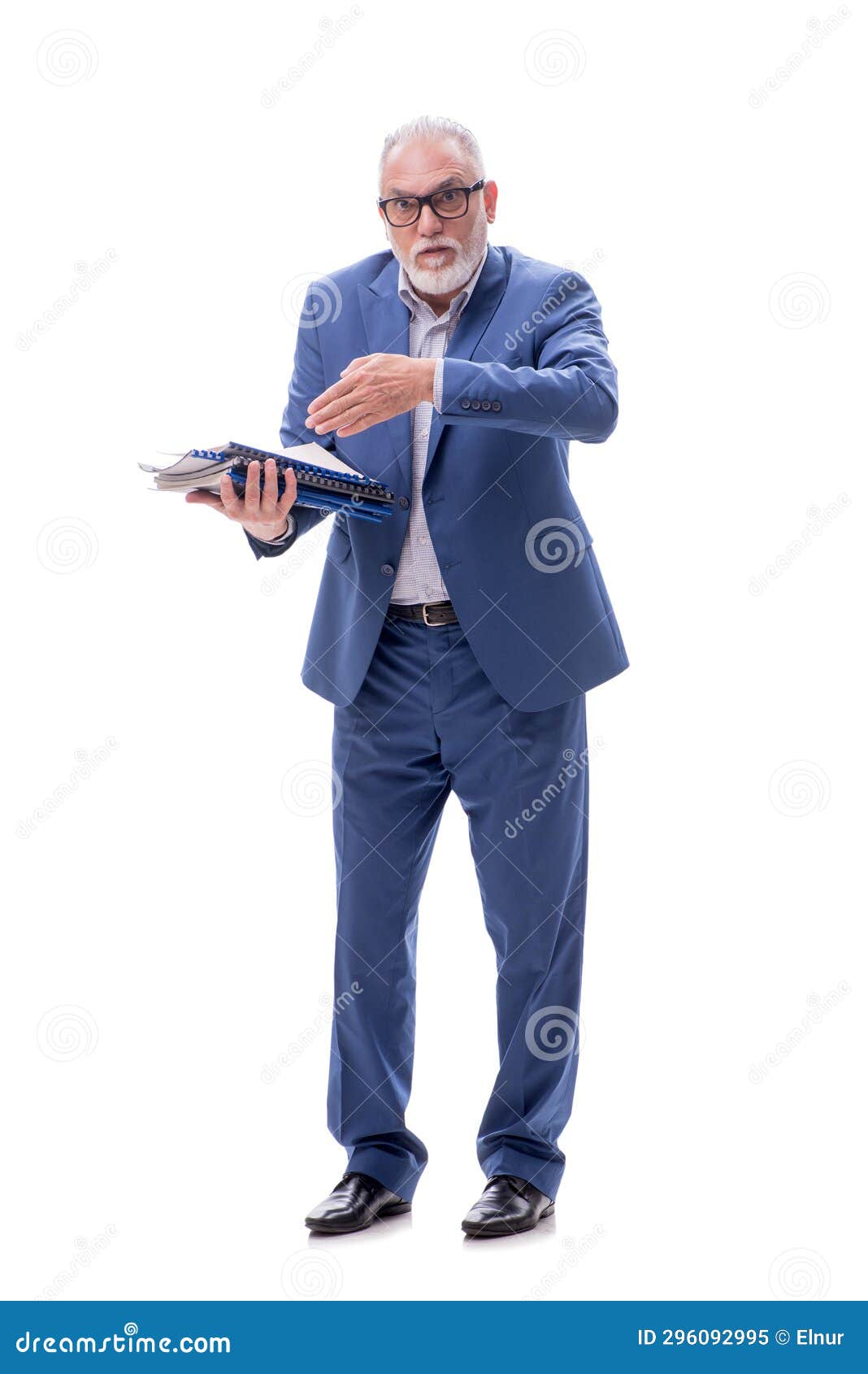 Old Boss Holding Heavy Pile Isolated on White Stock Image - Image of ...