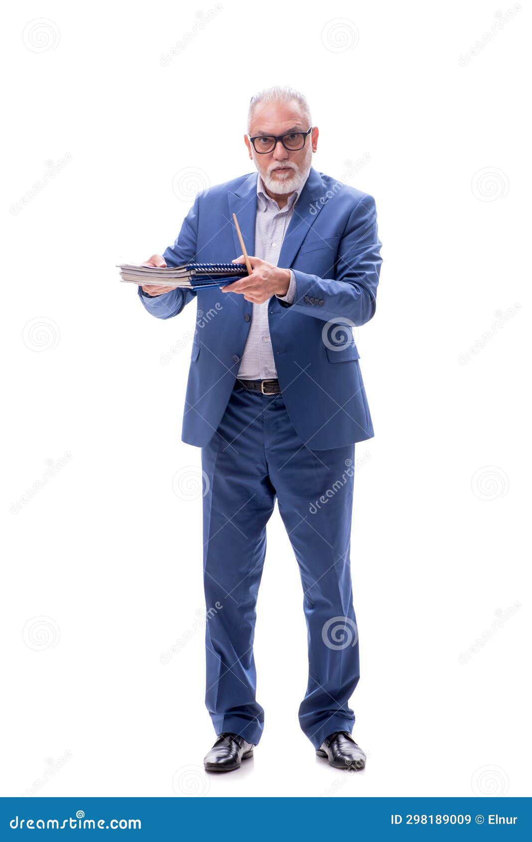 Old Boss Holding Heavy Pile Isolated on White Stock Image - Image of ...
