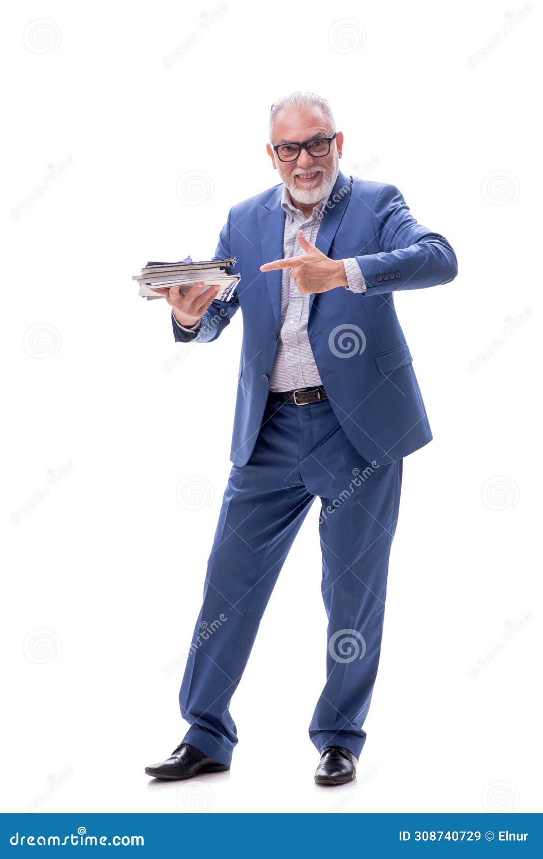 Old Boss Holding Heavy Pile Isolated on White Stock Image - Image of ...
