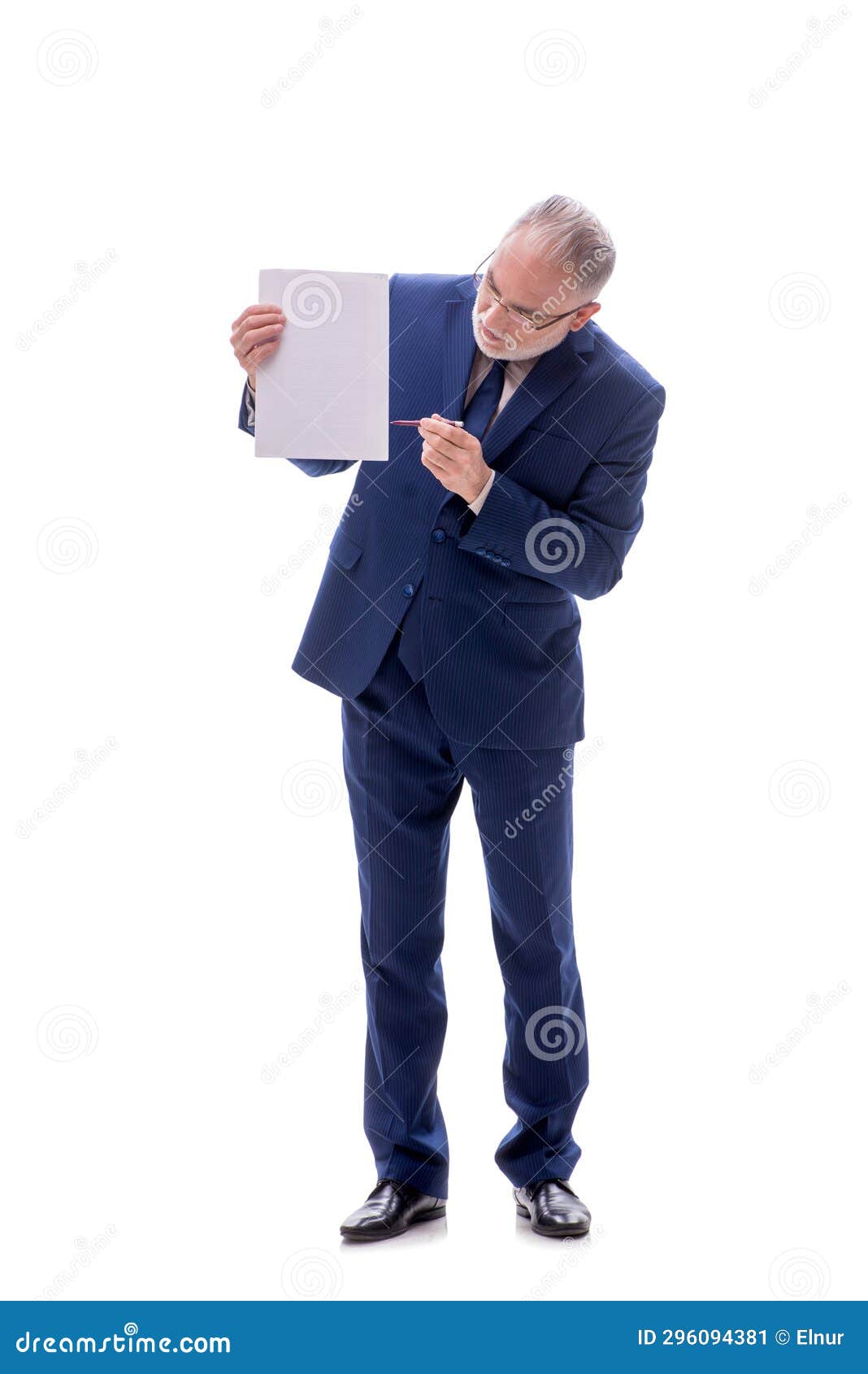 Old Businessman Isolated on White Stock Image - Image of analyst ...