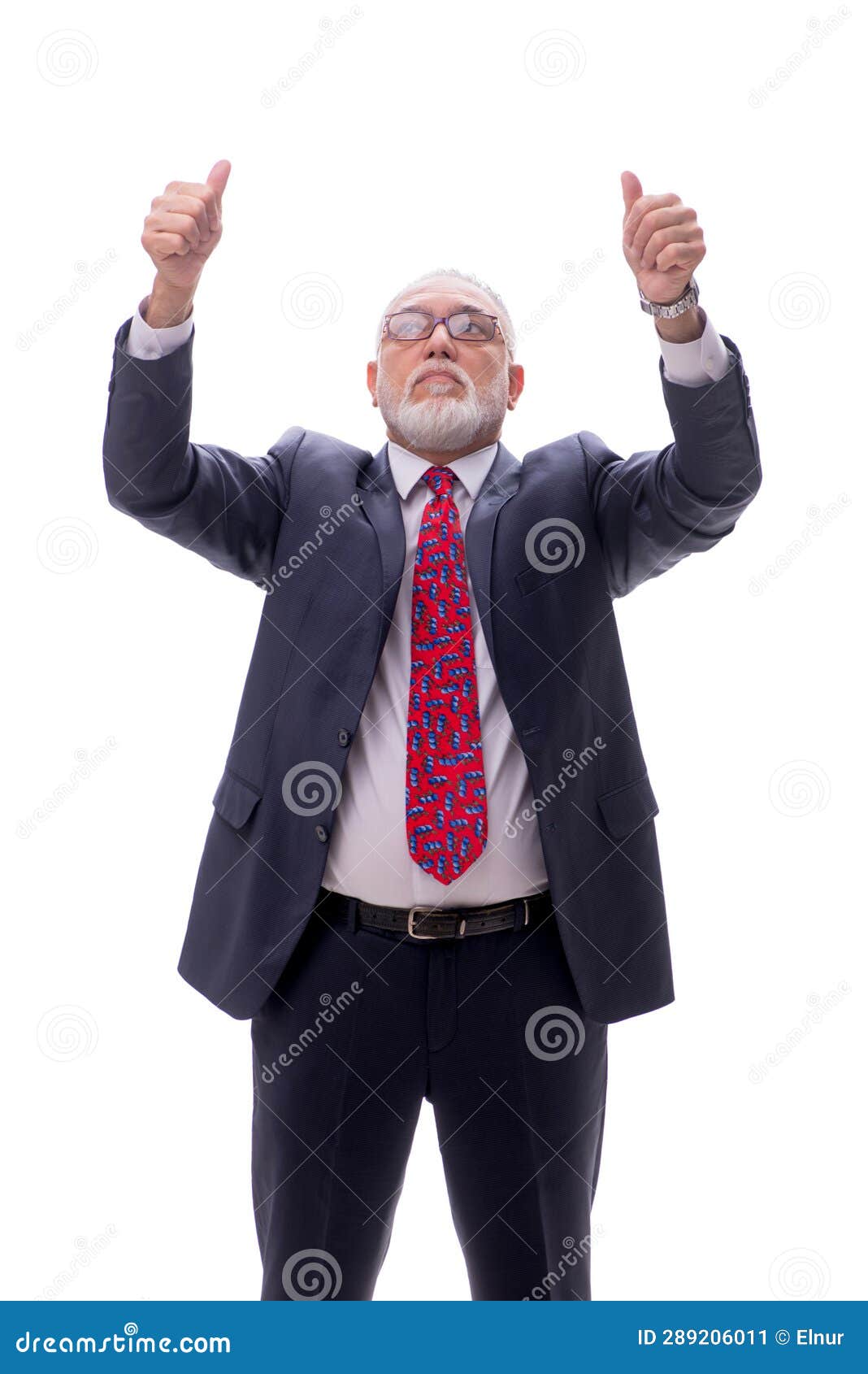 Old Businessman Pressing Virtual Button Isolated on White Stock Image ...