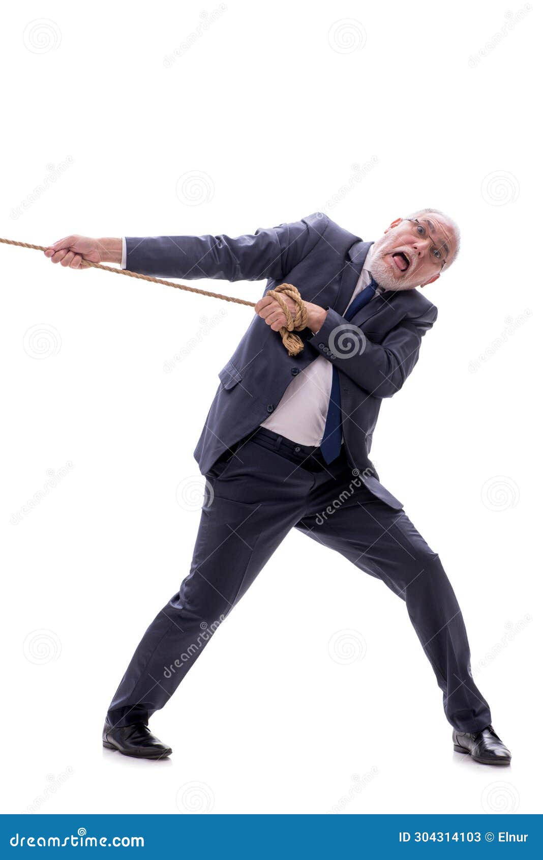 Old Businessman with Rope Isolated on White Stock Image - Image of ...