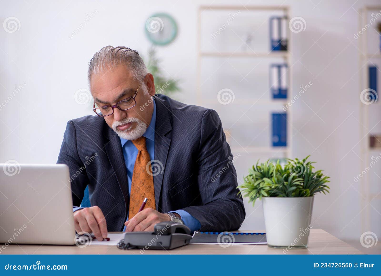 Old Boss Working in the Office Stock Photo - Image of workaholic ...