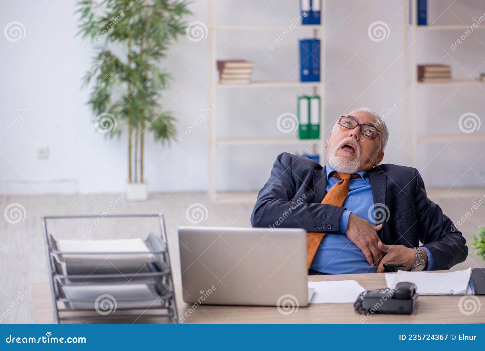 Old Boss Working in the Office Stock Image - Image of chest, manager ...