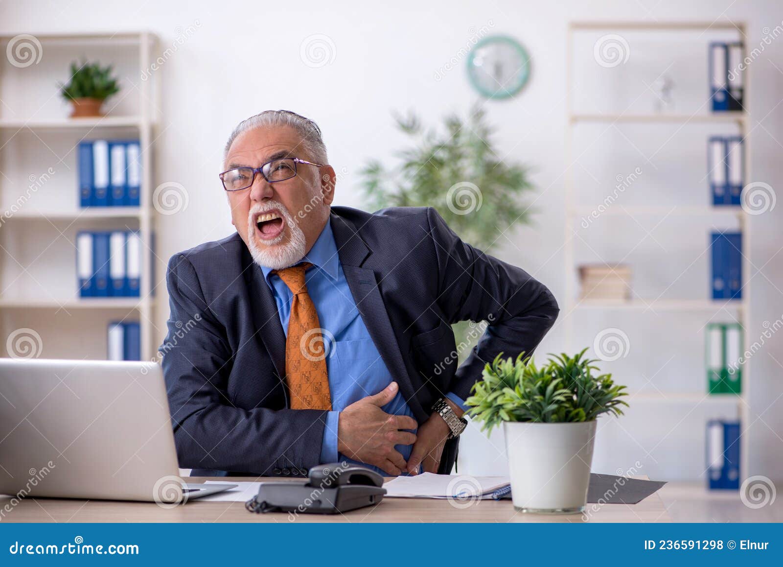 Old Boss Working in the Office Stock Photo - Image of suffering ...