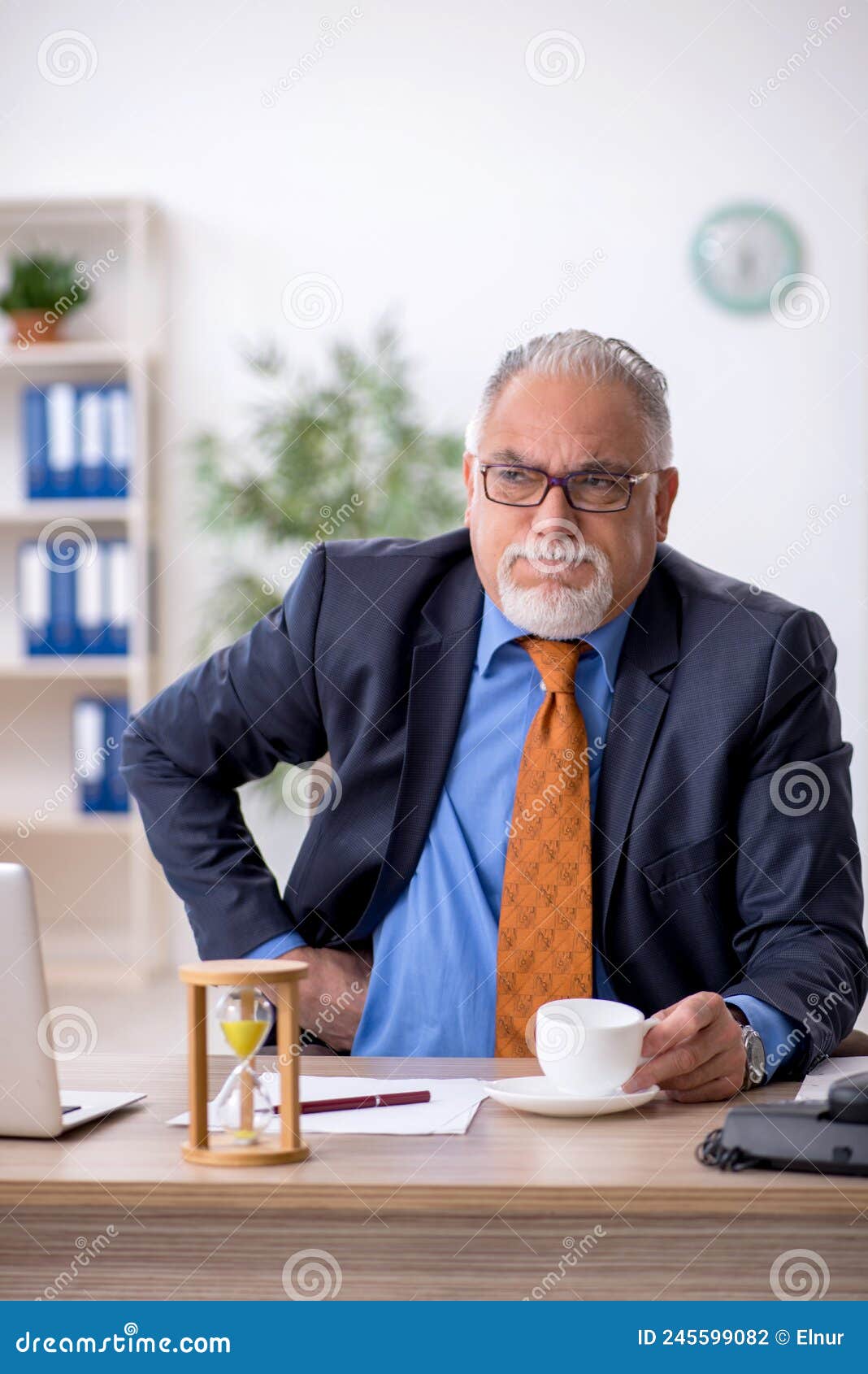 Old Boss Working in the Office Stock Photo - Image of late, drinking ...