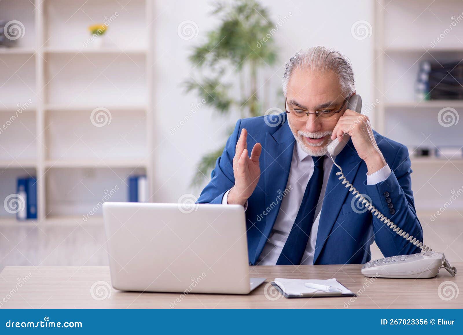 Old Male Boss Working at Workplace Stock Photo - Image of stress ...