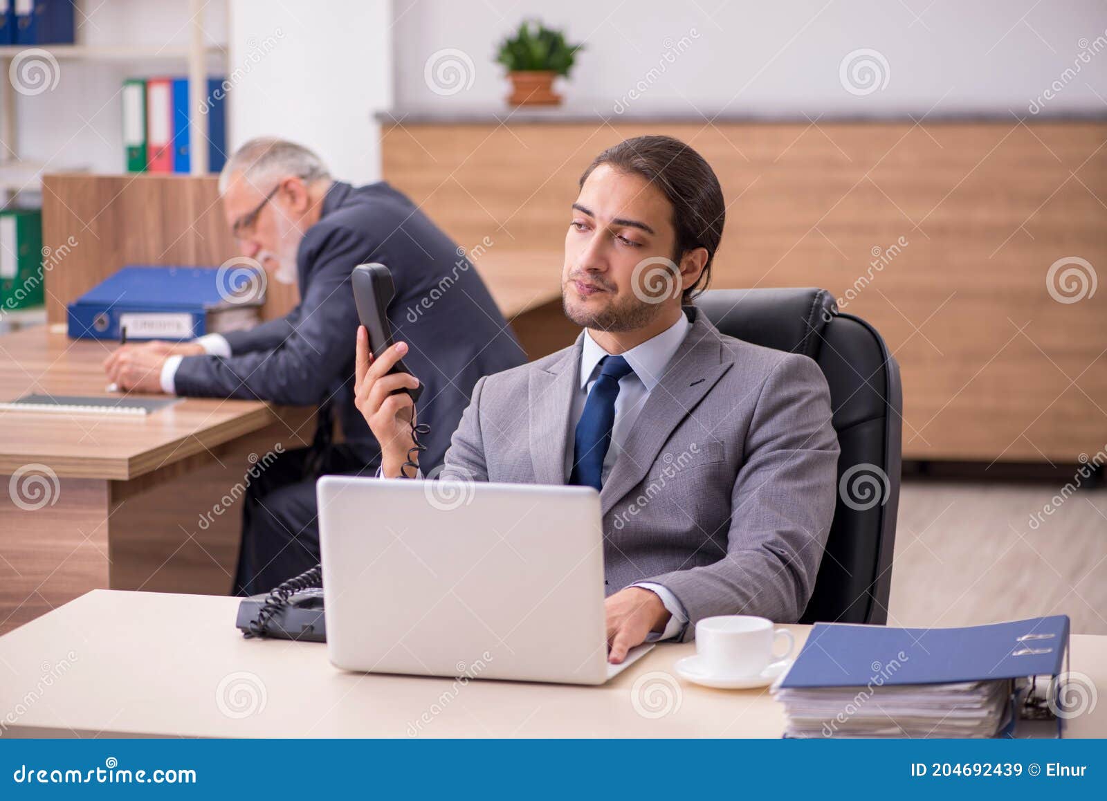Old Boss And Young Male Assistant In The Office Stock Image Image Of