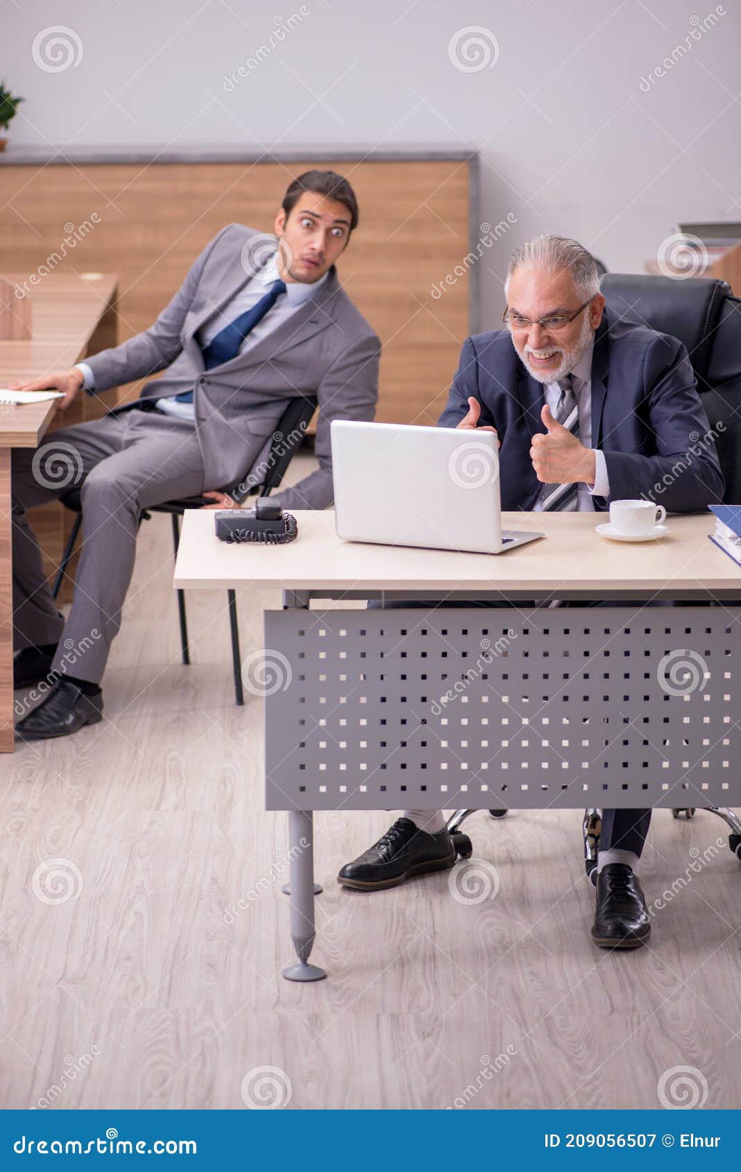 Old Boss and Young Male Assistant in the Office Stock Image - Image of ...