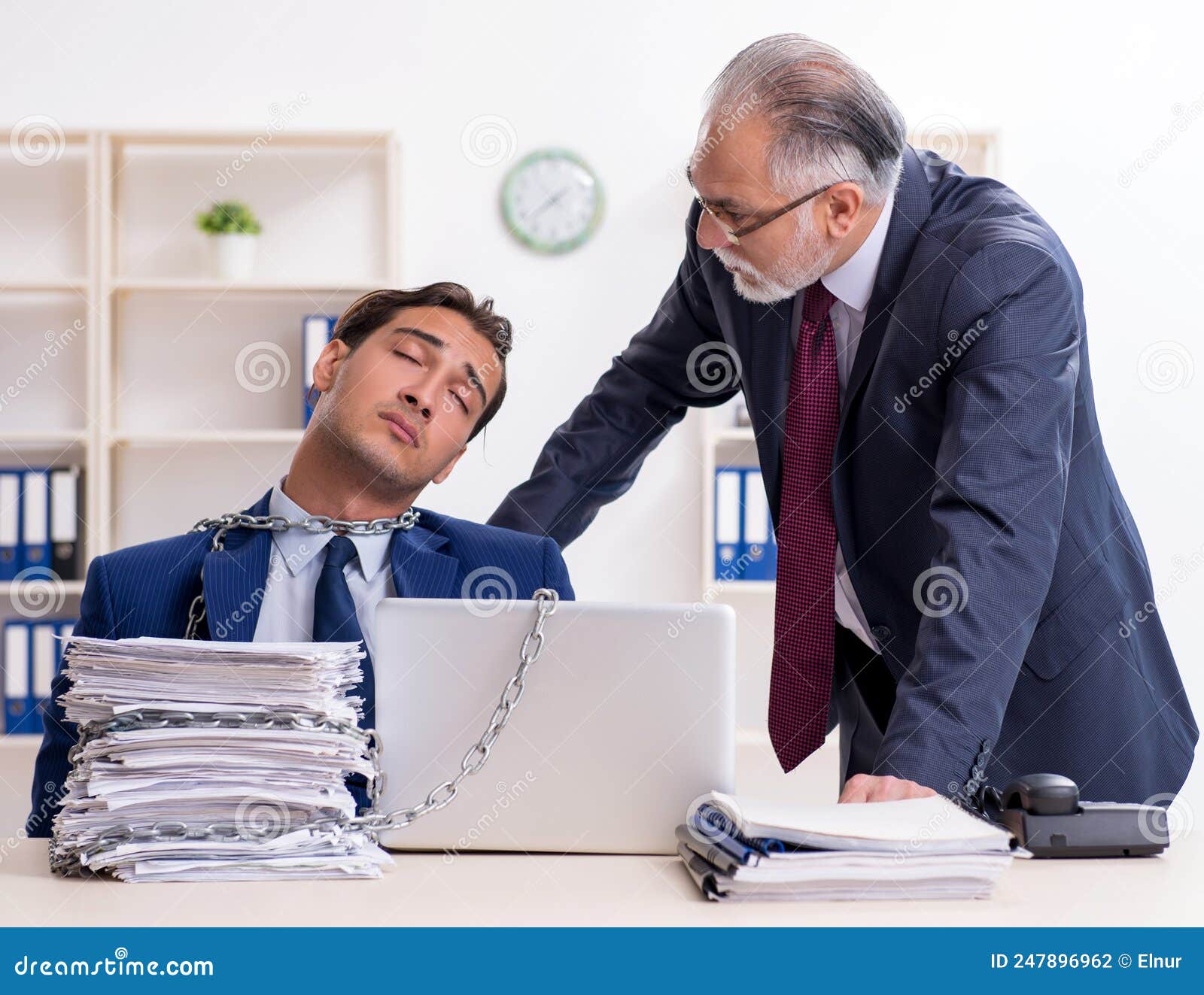 Old Boss and Young Male Employee in the Office Stock Photo - Image of ...