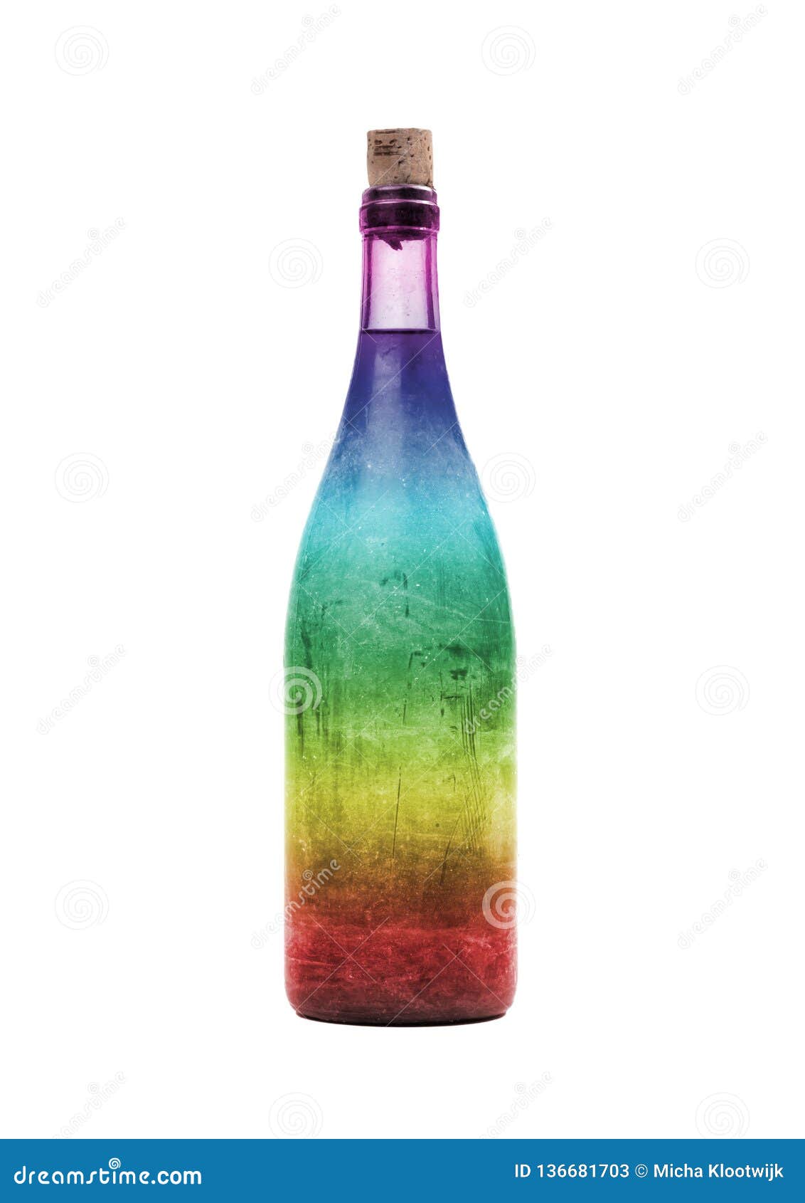 Old Bottle of Wine in a Rainbow Colored Bottle, Covered in Dust Stock ...