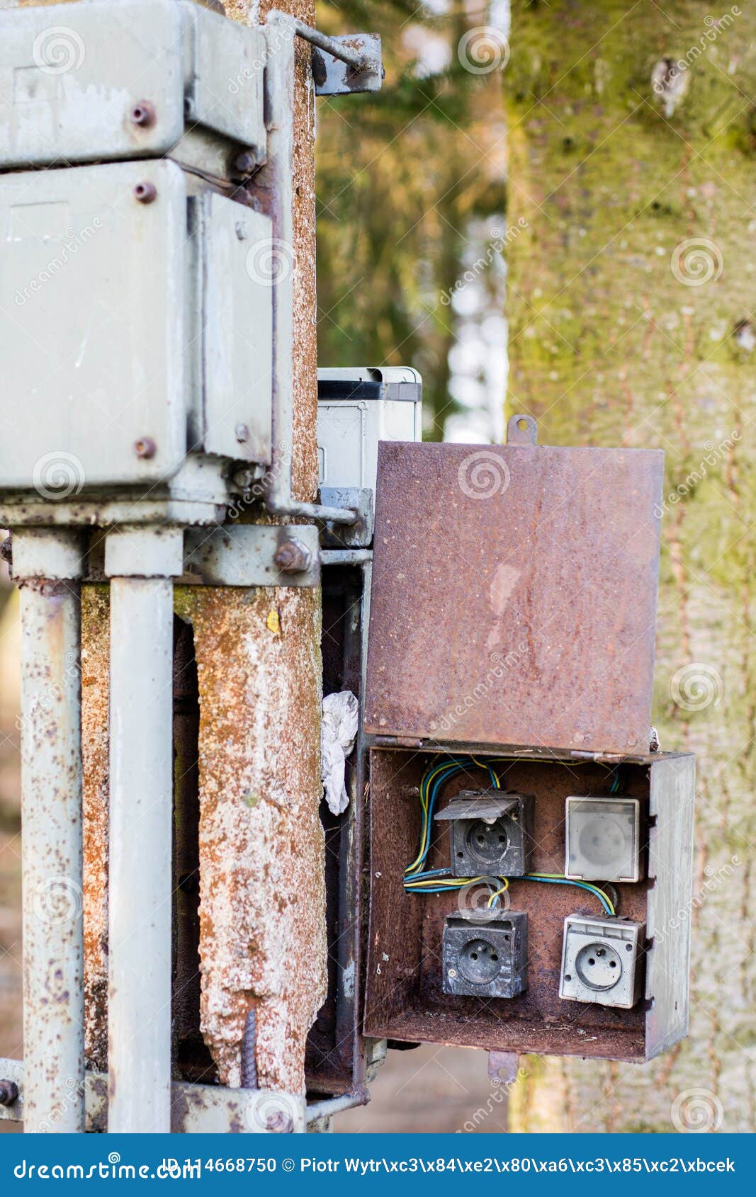 Old Box Used for Electrical Installations. Space for Wires and E Stock ...