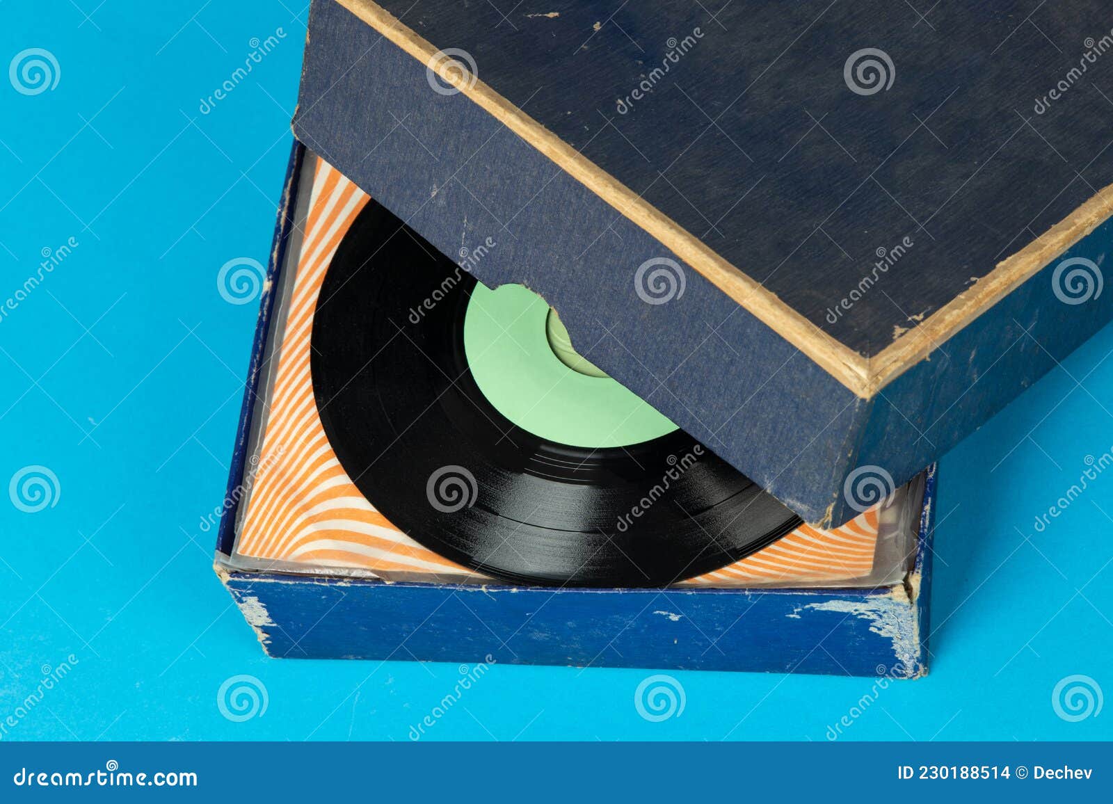 Old Box with Vinyl Records, Collection. Vintage Vinyl Records Singles ...