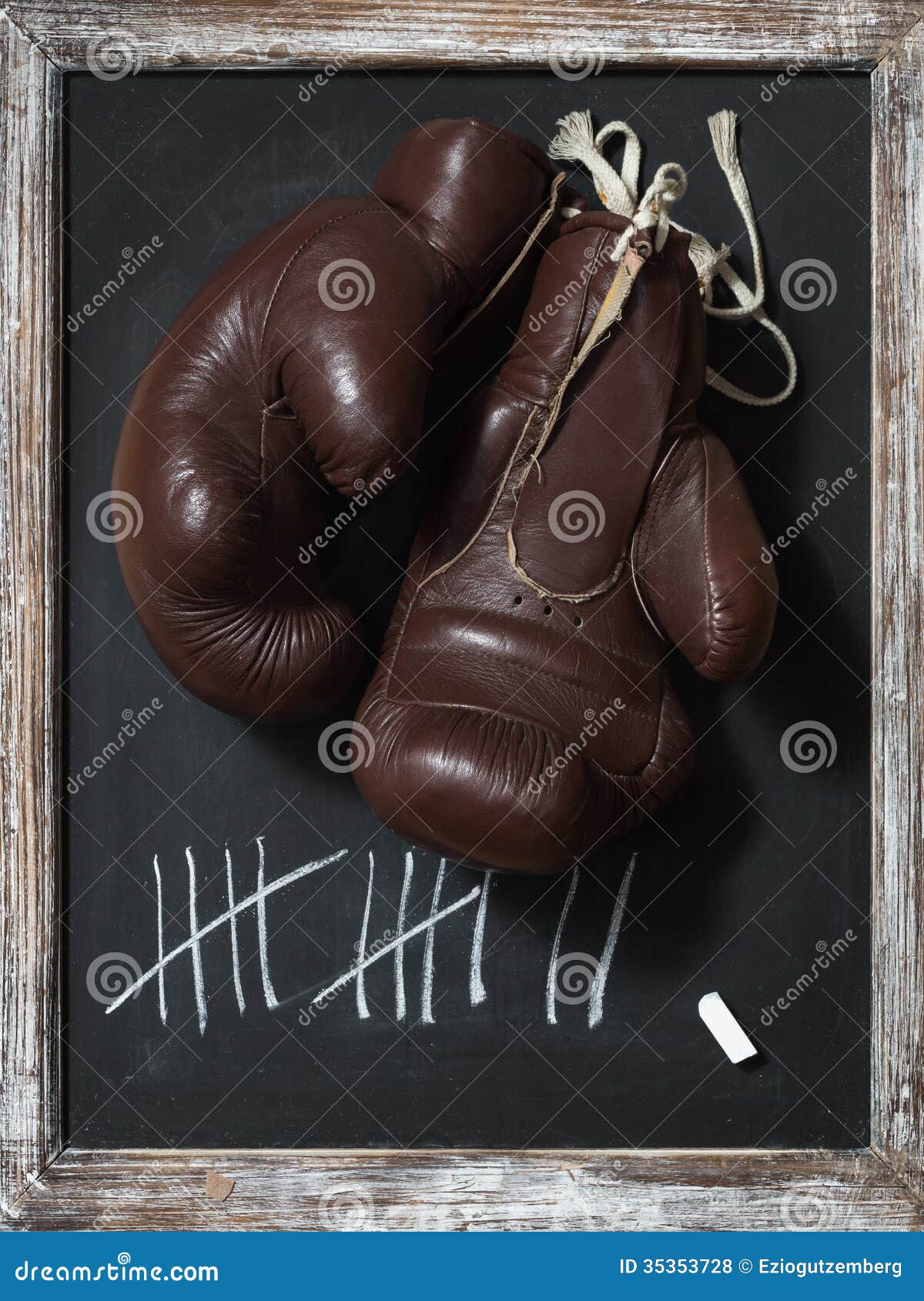 Old Boxing Gloves on Chalkboard with Tally Sheet Stock Photo - Image of ...