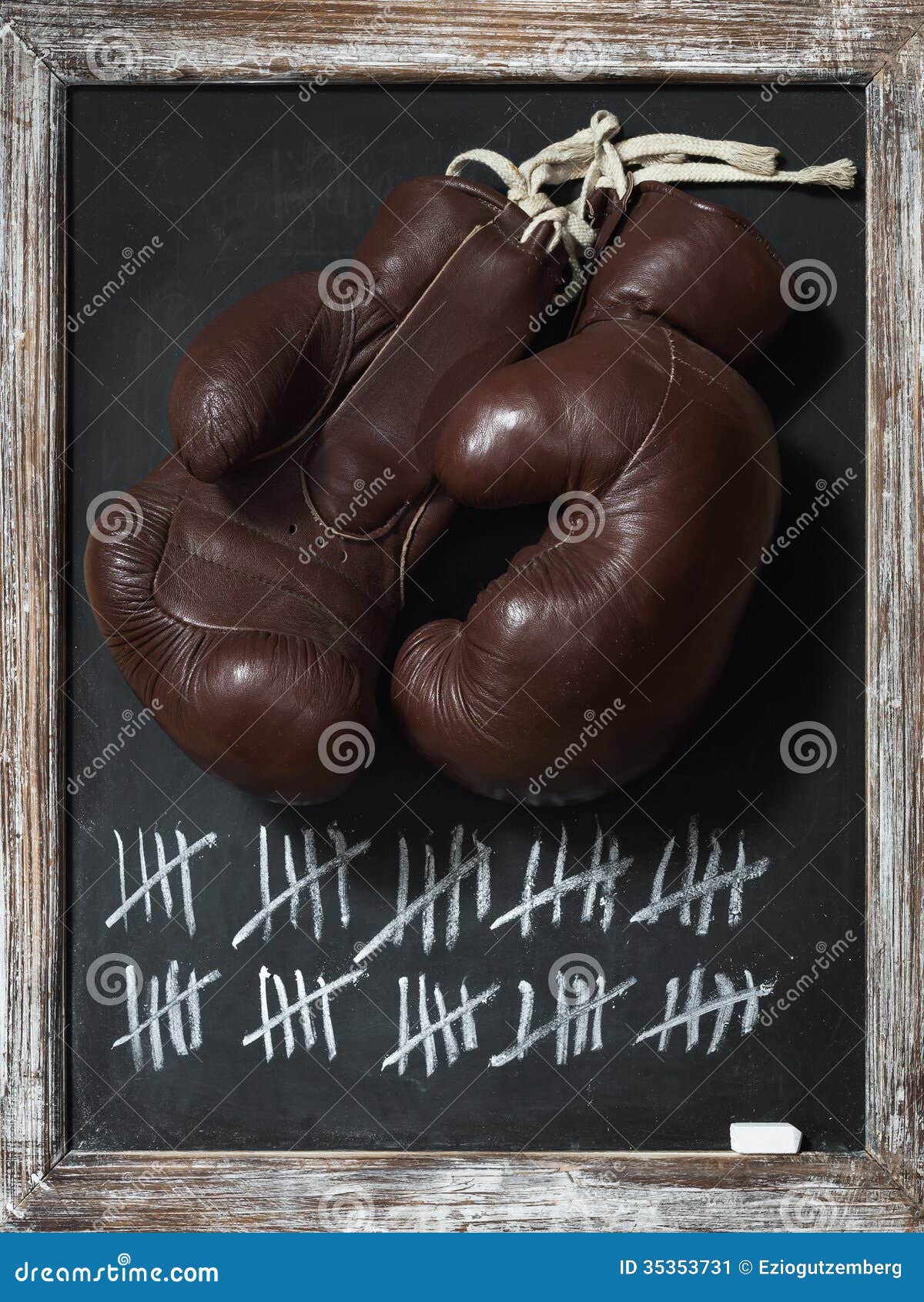 Old Boxing Gloves on Chalkboard with Tally Sheet Stock Image - Image of ...