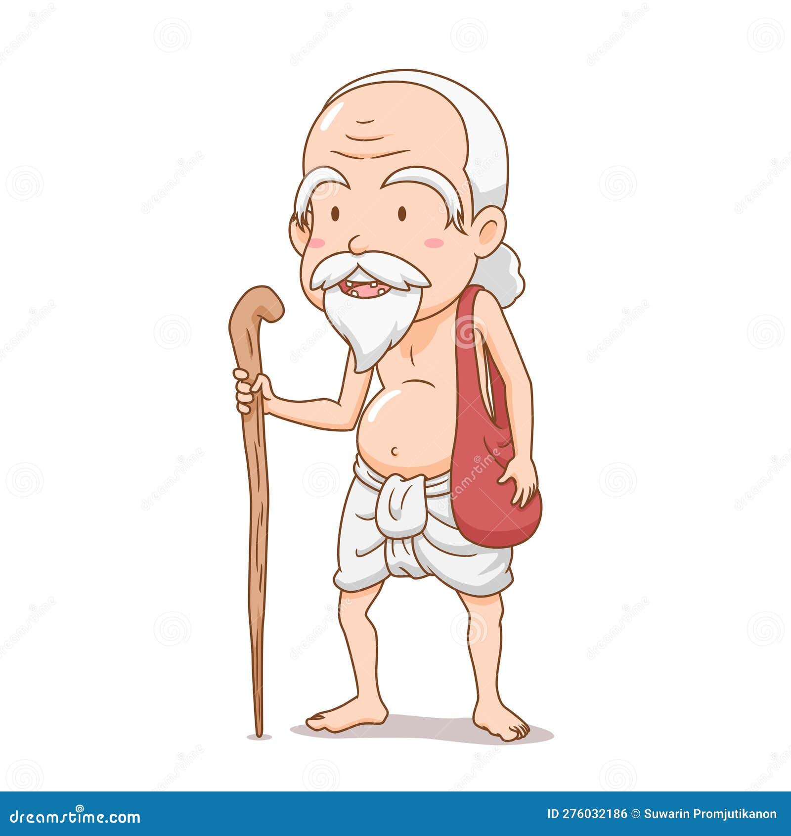 The Old Brahmin Holding Staff. Stock Vector - Illustration of jataka ...