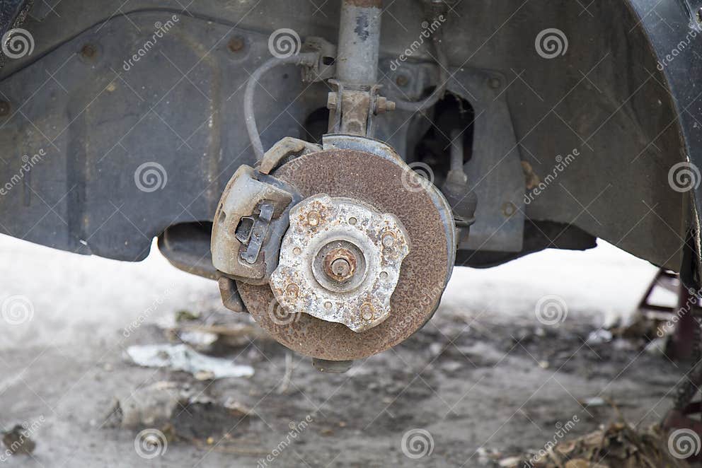 Old Brake Disc Useless with Rusty without Tire. Stock Image - Image of ...