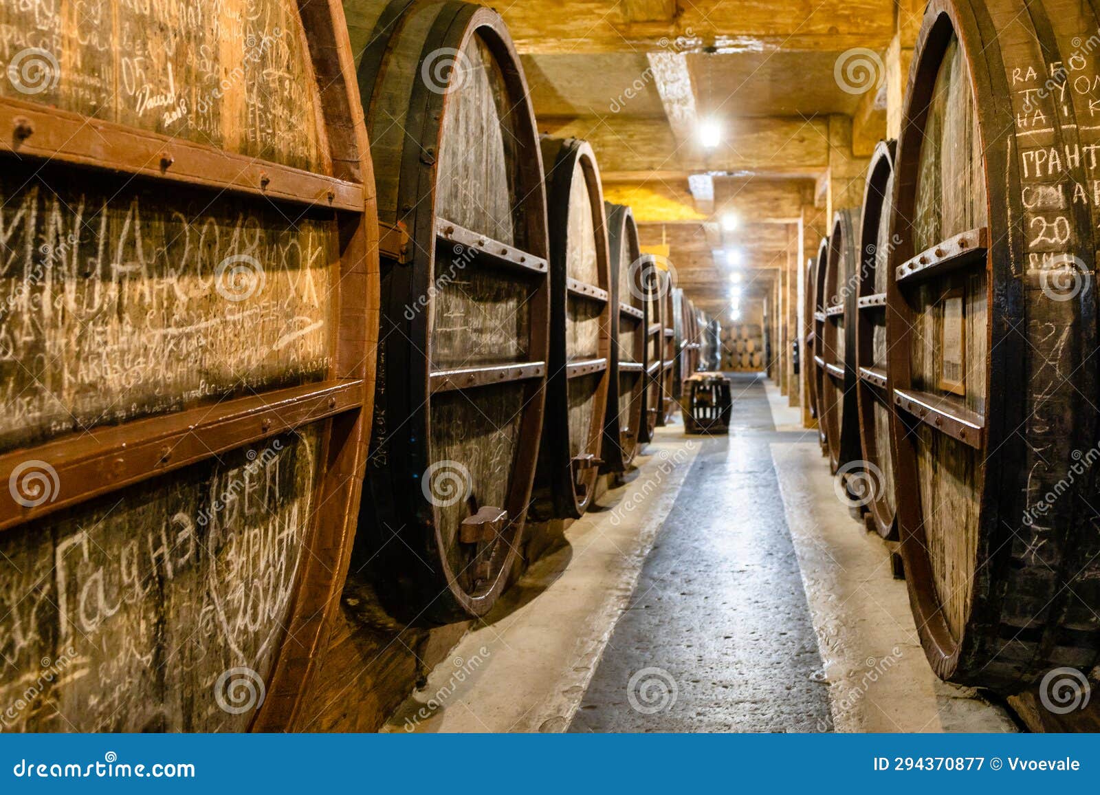 Old Brandy Barrels in NOY Brandy Factory Basement Editorial Photography ...