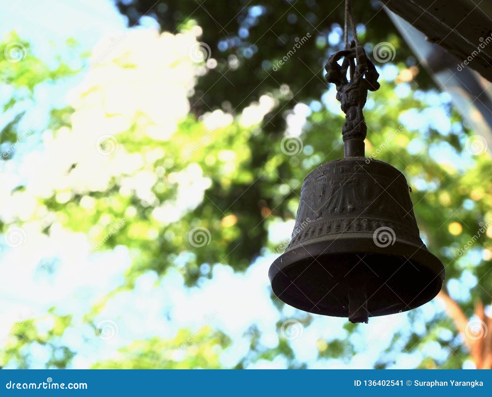 Old brass Bell hanging stock image. Image of religious - 136402541
